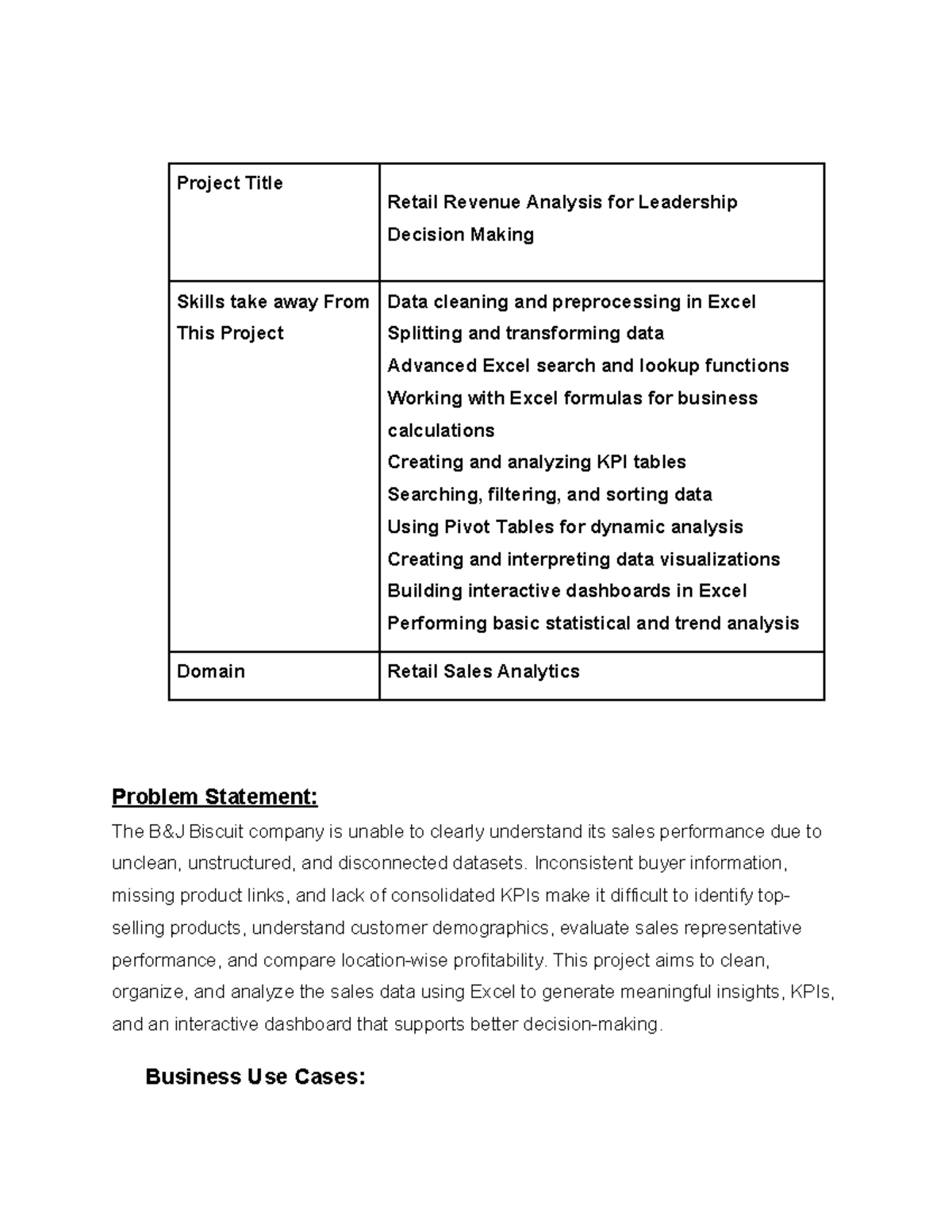 Project 2 - Retail Revenue Analysis: Insights from Excel Data Cleaning ...
