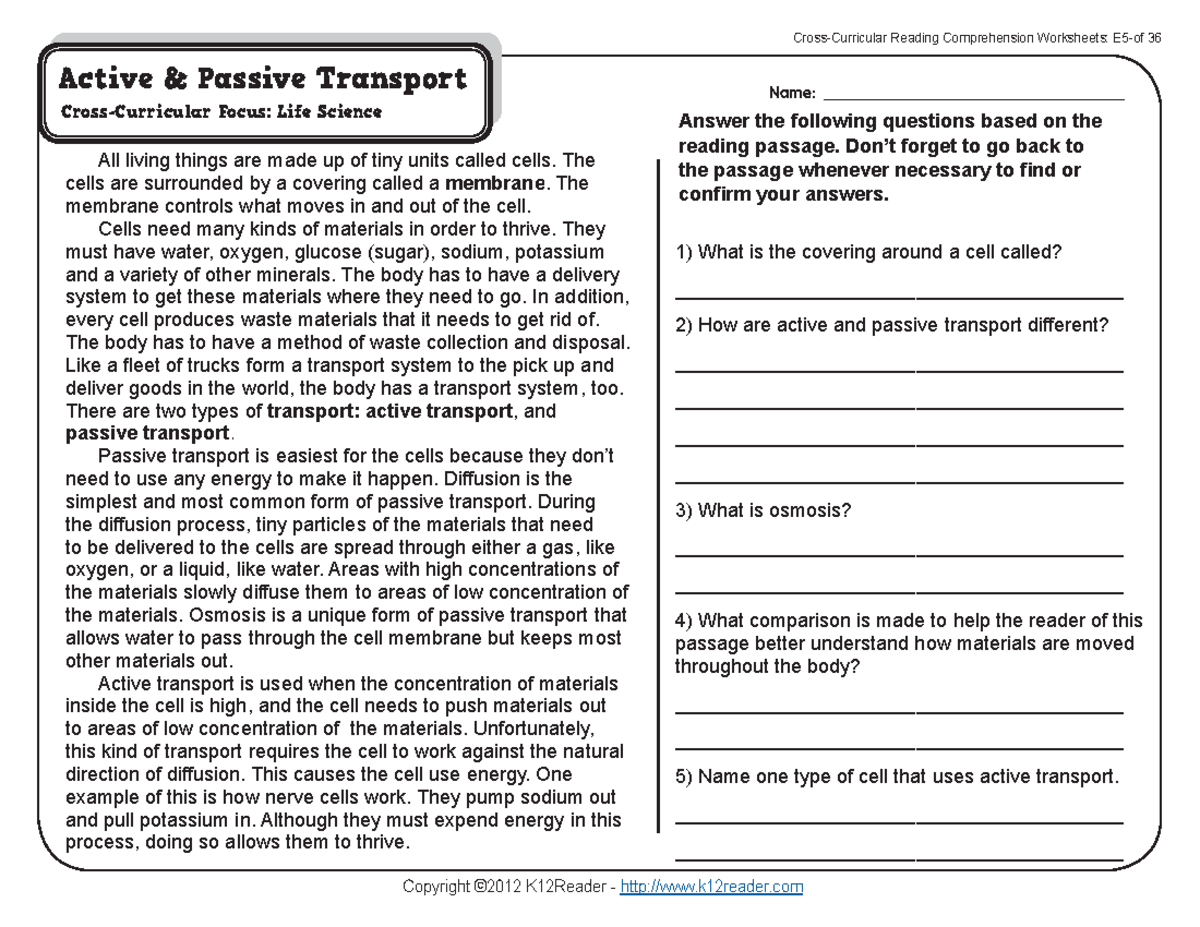 5th Grade Reading Comprehension Worksheets Fifth Grade - Week 5 ...