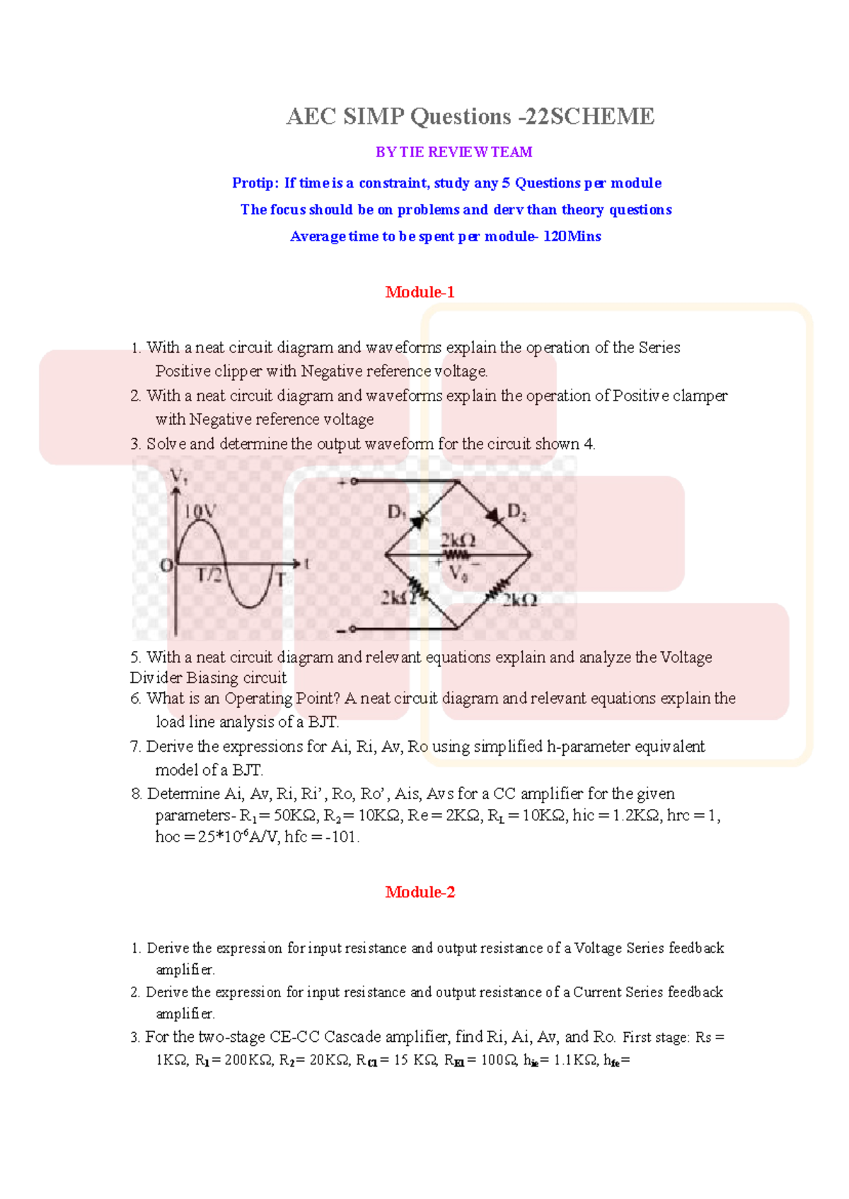AEC SIMP Questions - Super Important Review for Exam 22 - Studocu