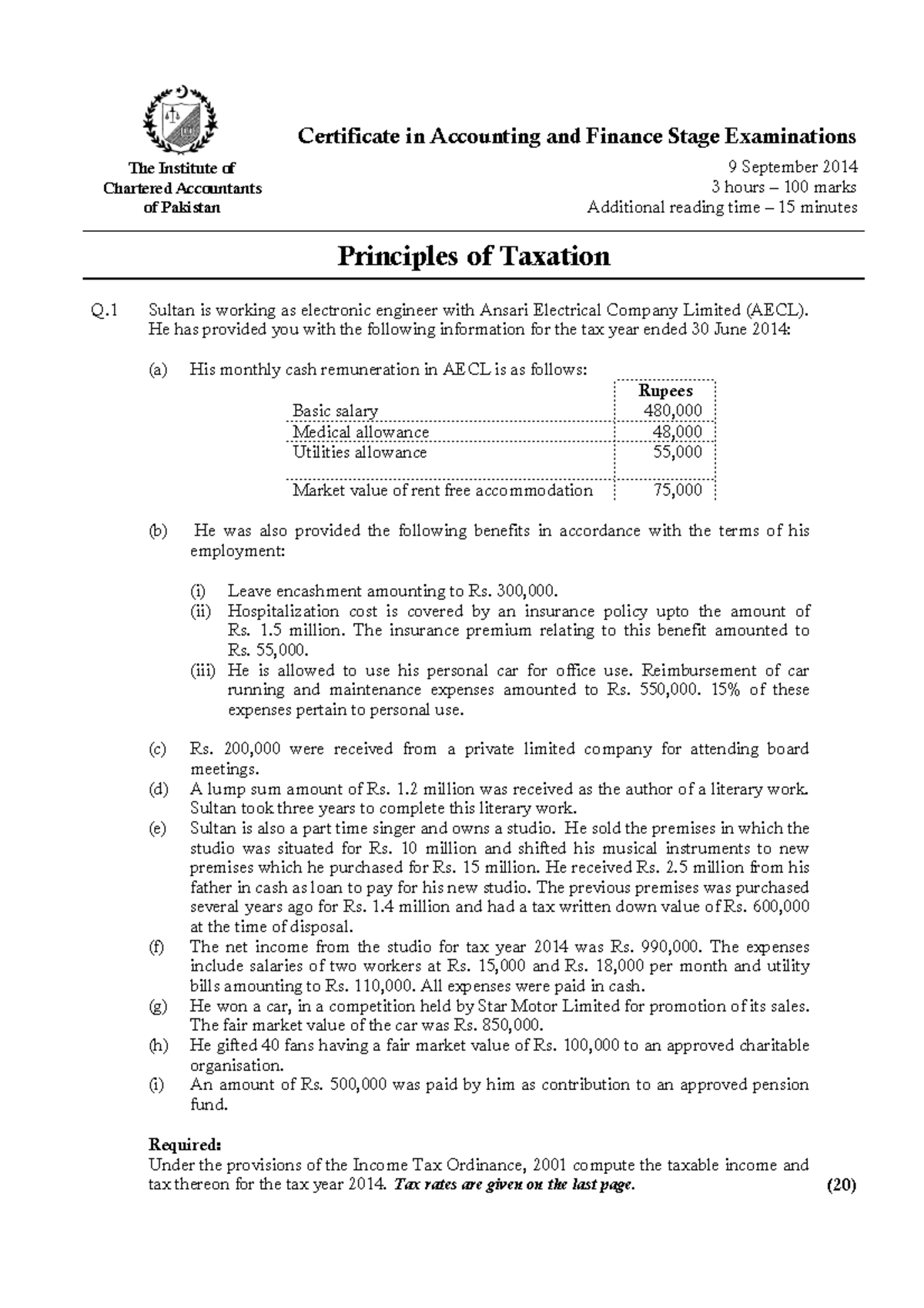 Tax Past Papers - Comprehensive Study Guide for CAF 2-TAX - Studocu