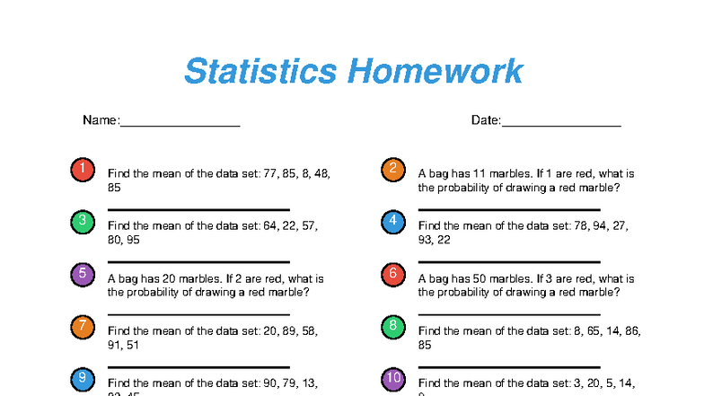 Statistics Homework 4: Mean & Probability Problems - Studocu