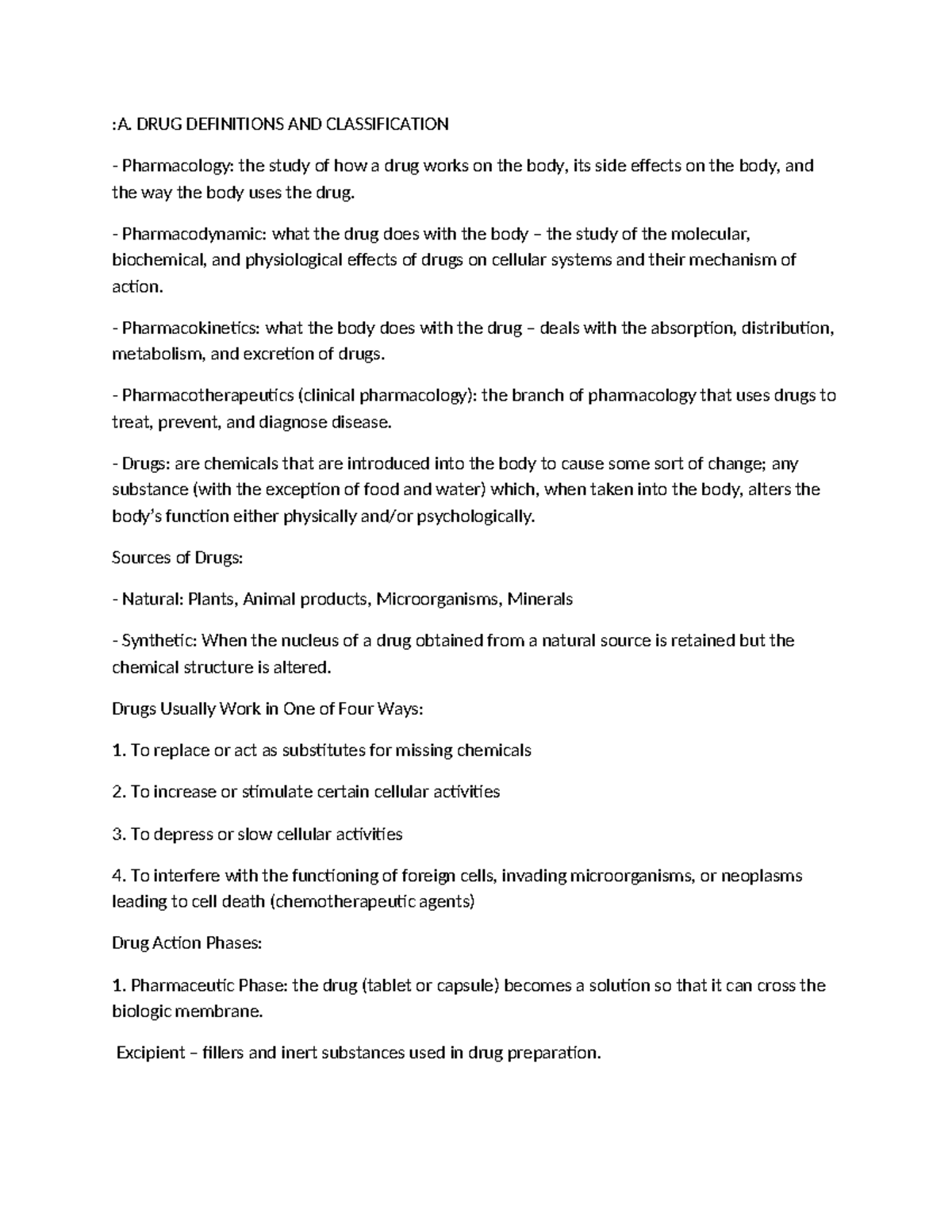 Pharmacology 101: Drug Definitions & Classifications Overview - Studocu