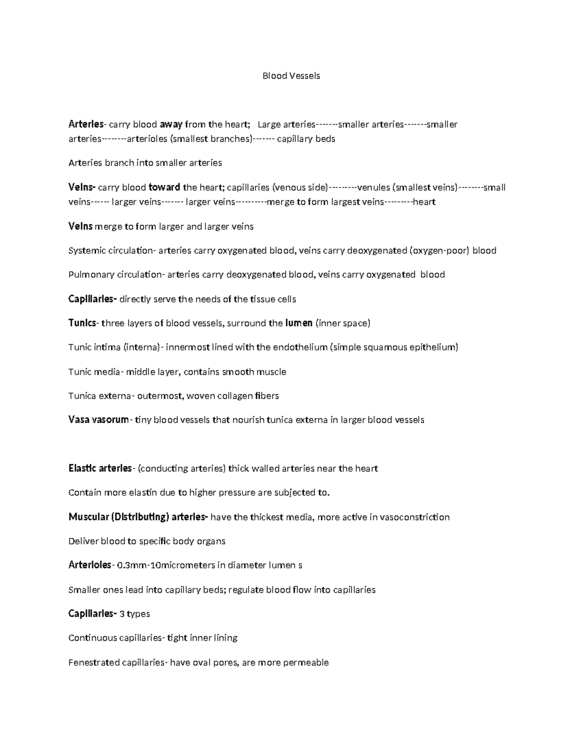 Blood Vessels Study Guide - Anatomy & Physiology 101 - Studocu