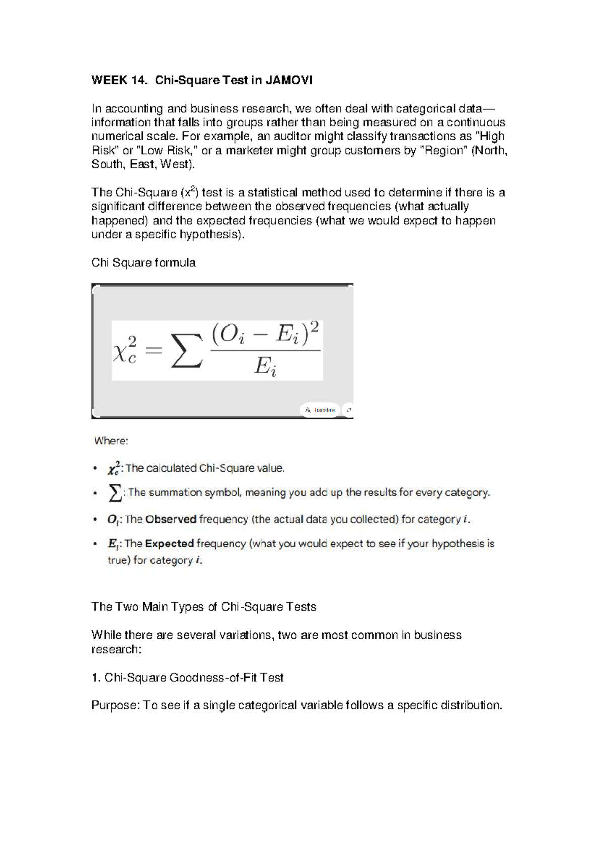 WEEK 14: Chi-Square Test in Accounting & Business Research - Studocu