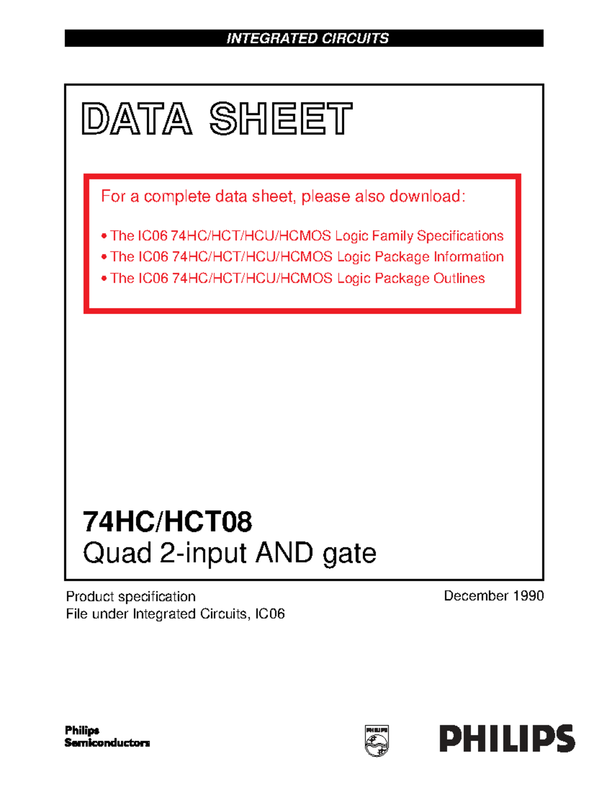 74HC08N Quad AND Gate Product Specification Data Sheet - Studocu
