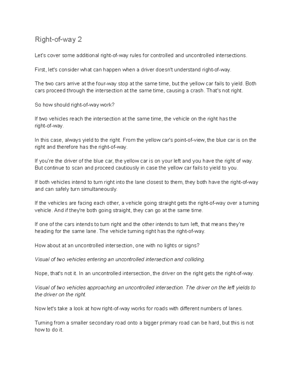 FLVS Right-of-Way Rules Compilation Part 2 Transcript - Studocu
