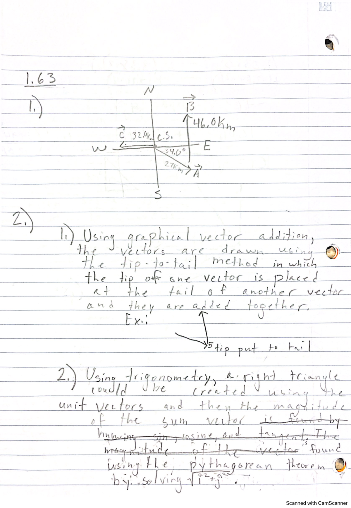 W.H. 1 - Phys 101 - Written Homework 1 - PHYS 101 - MASSA 1 N 1.) B 46 ...