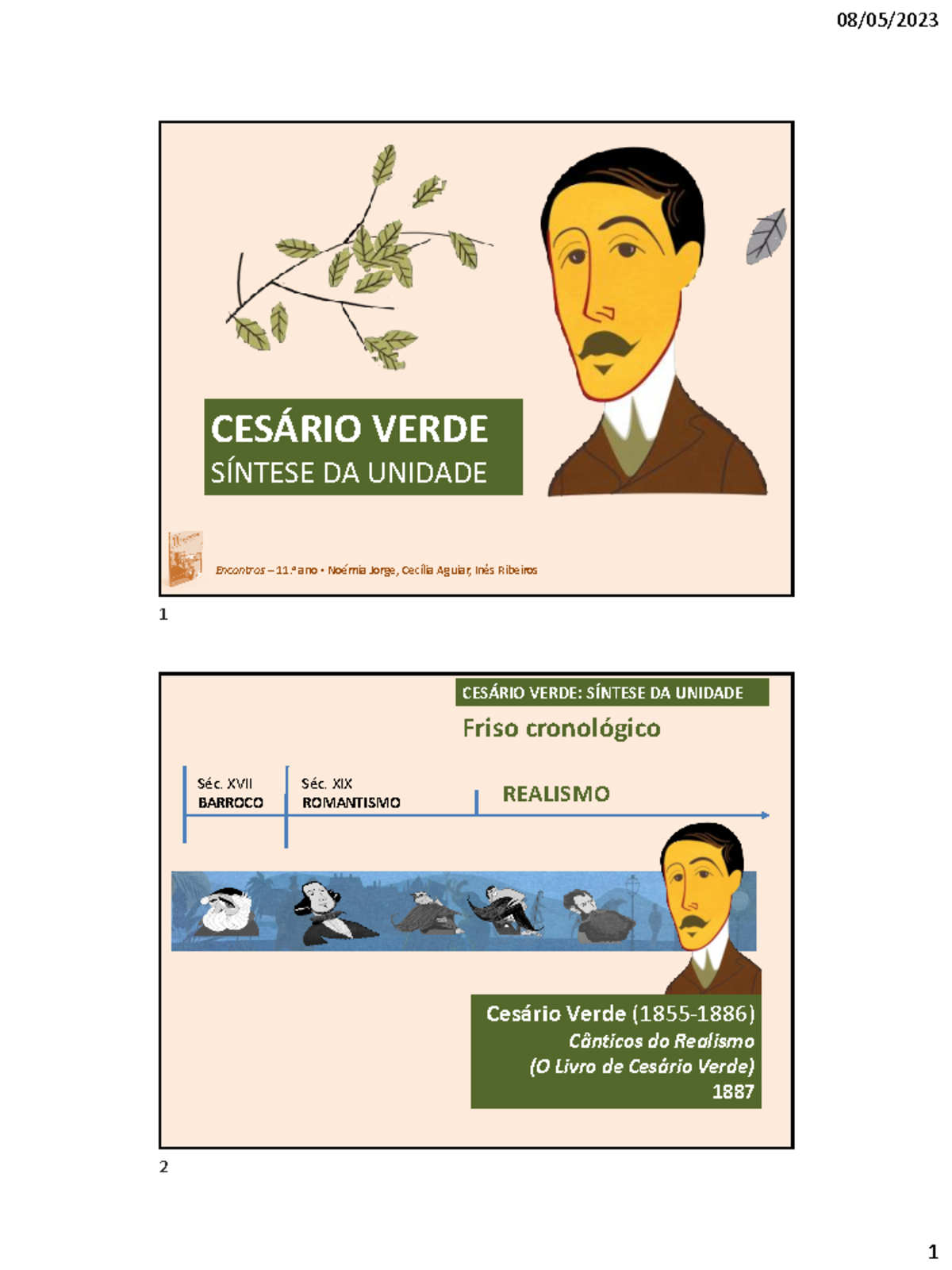 Revisão de Cesário Verde: Análise e Estilos Poéticos - Studocu