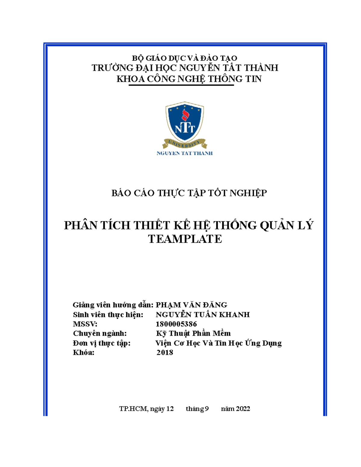 Doann - qqqqqq - BỘ GIÁO DỤC VÀ ĐÀO TẠO TRƯỜNG ĐẠI HỌC NGUYỄN TẤT THÀNH ...