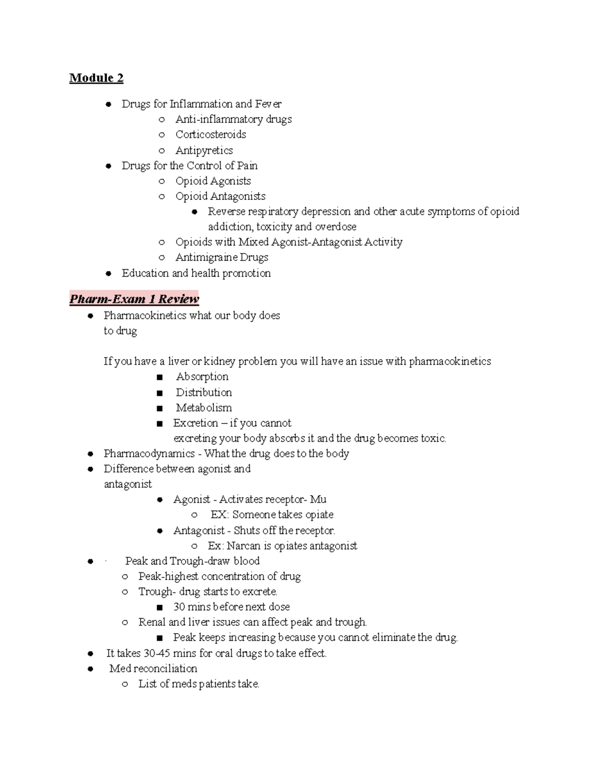 Module 2 + Exam 1 Review - Module 2 Drugs for Inflammation and Fever ...