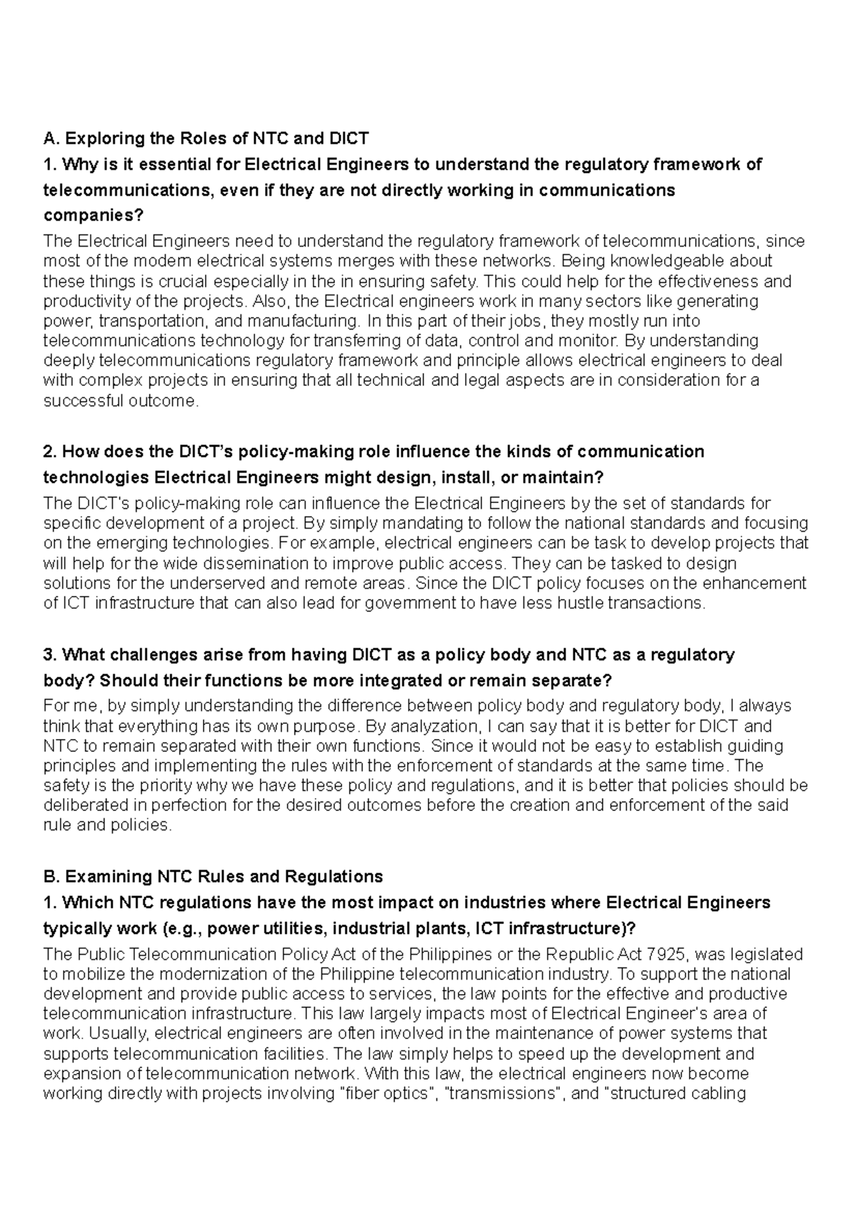Exploring NTC & DICT Roles: Impact on Electrical Engineering - Studocu