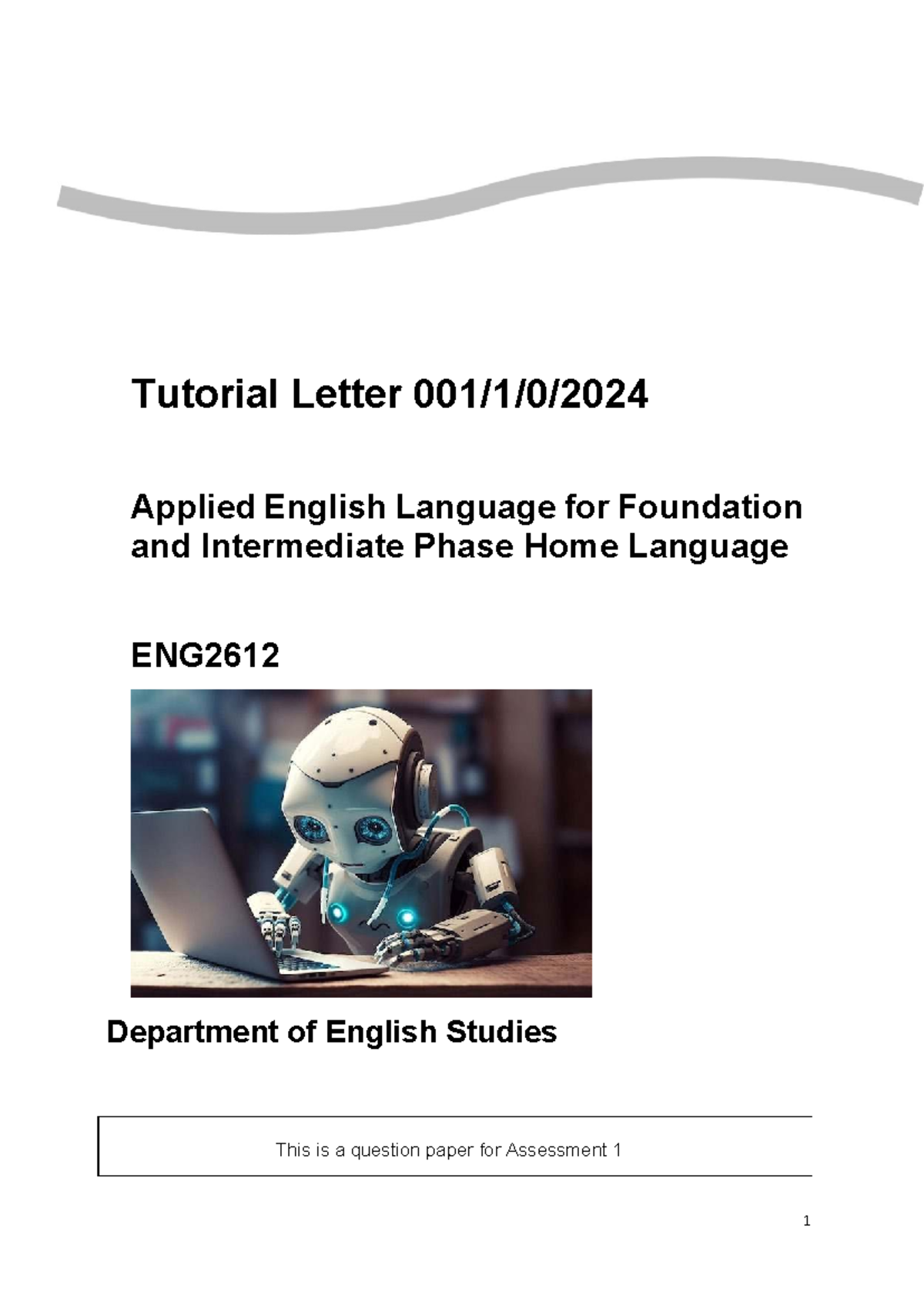 ENG2612 Assessment 01: Applied English Language Tutorial Questions ...