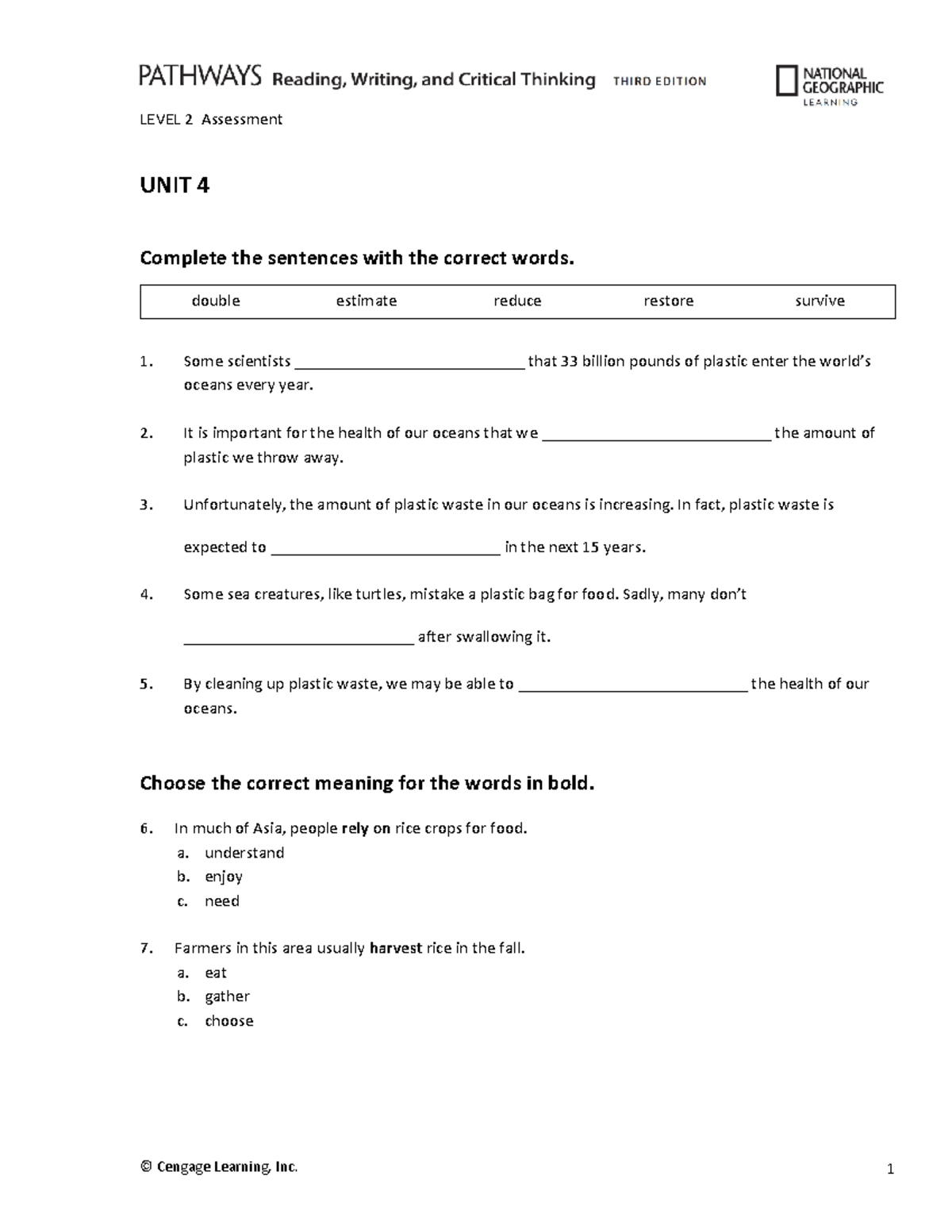 Unit04 - Tài liệu ôn tập - UNIT 4 Complete the sentences with the ...