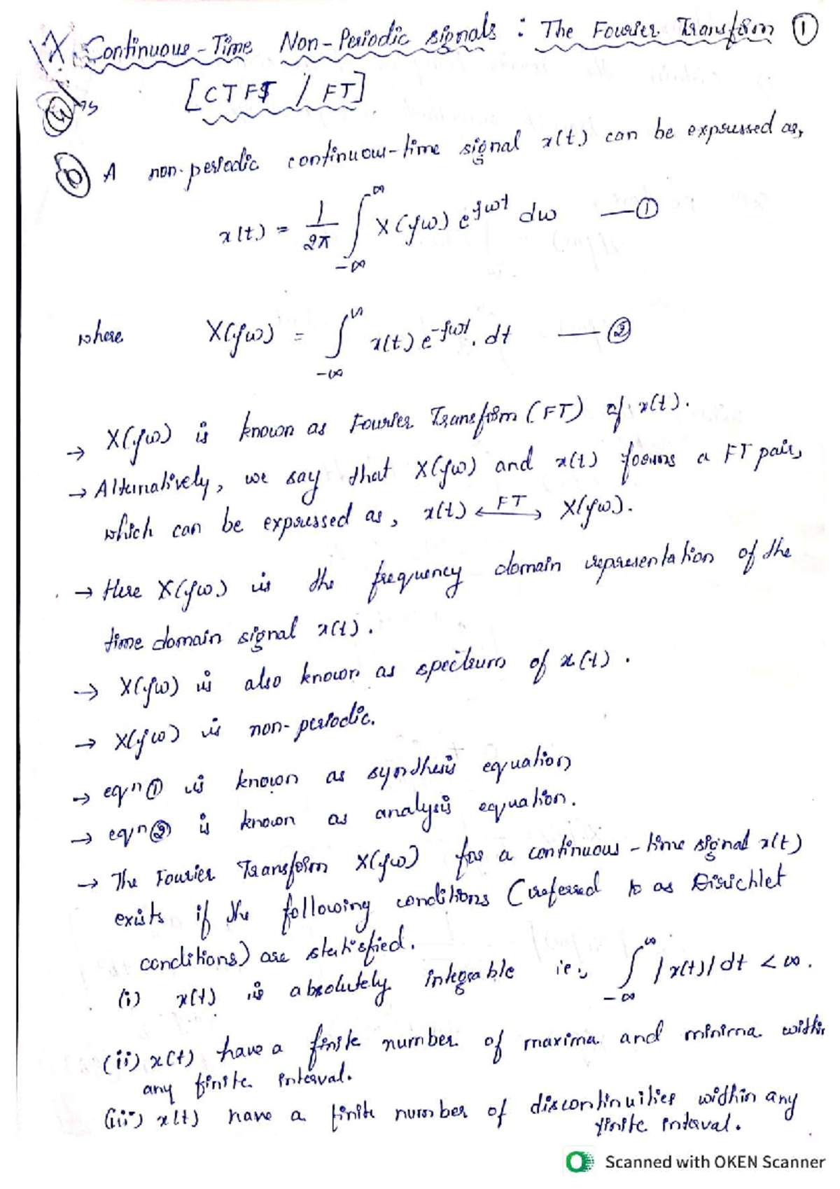 Continuous Time Fourier Transform: An In-Depth Study (EE 675) - Studocu