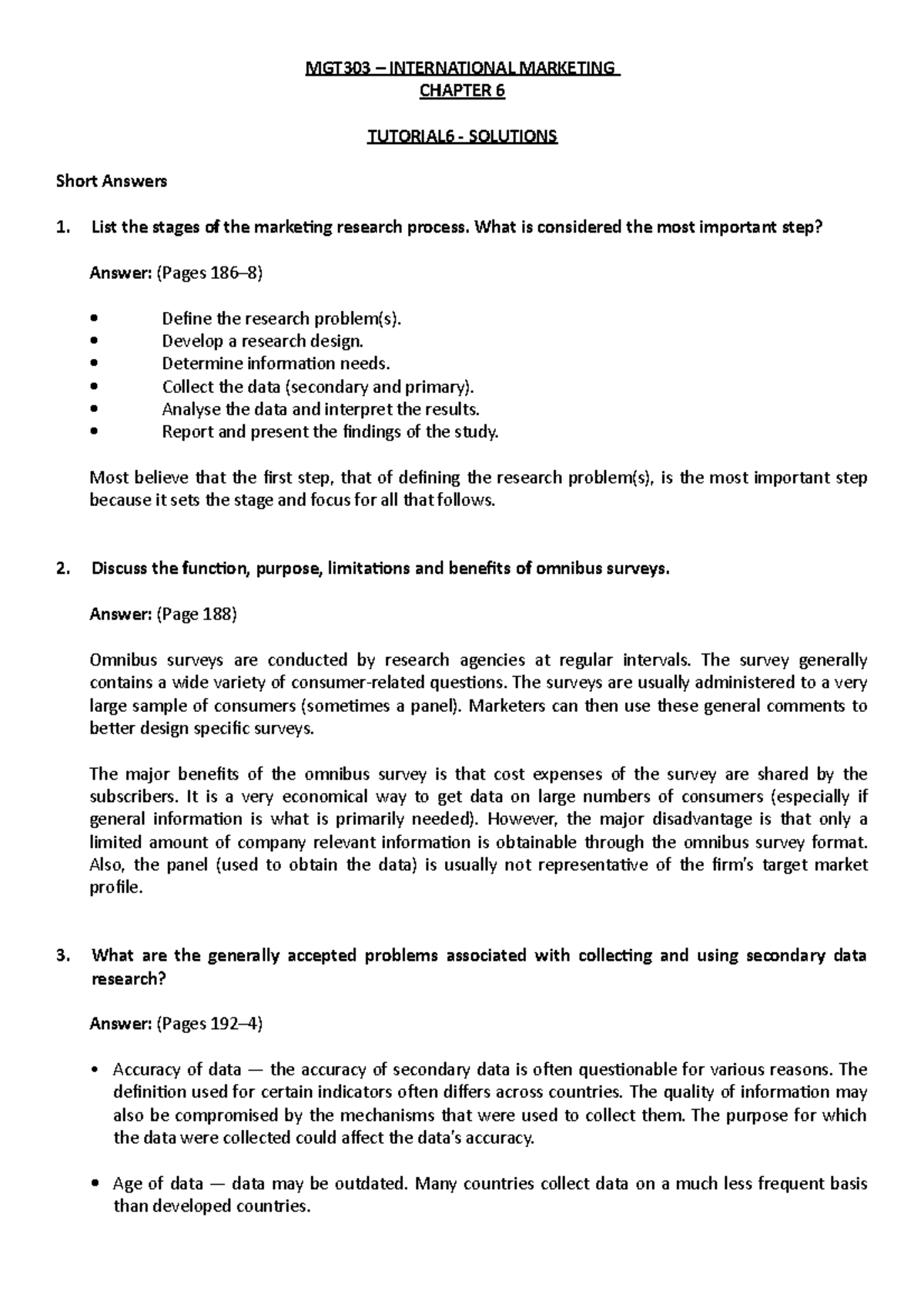 Tutorial 6 solutions - MGT303 – INTERNATIONAL MARKETING CHAPTER 6 ...