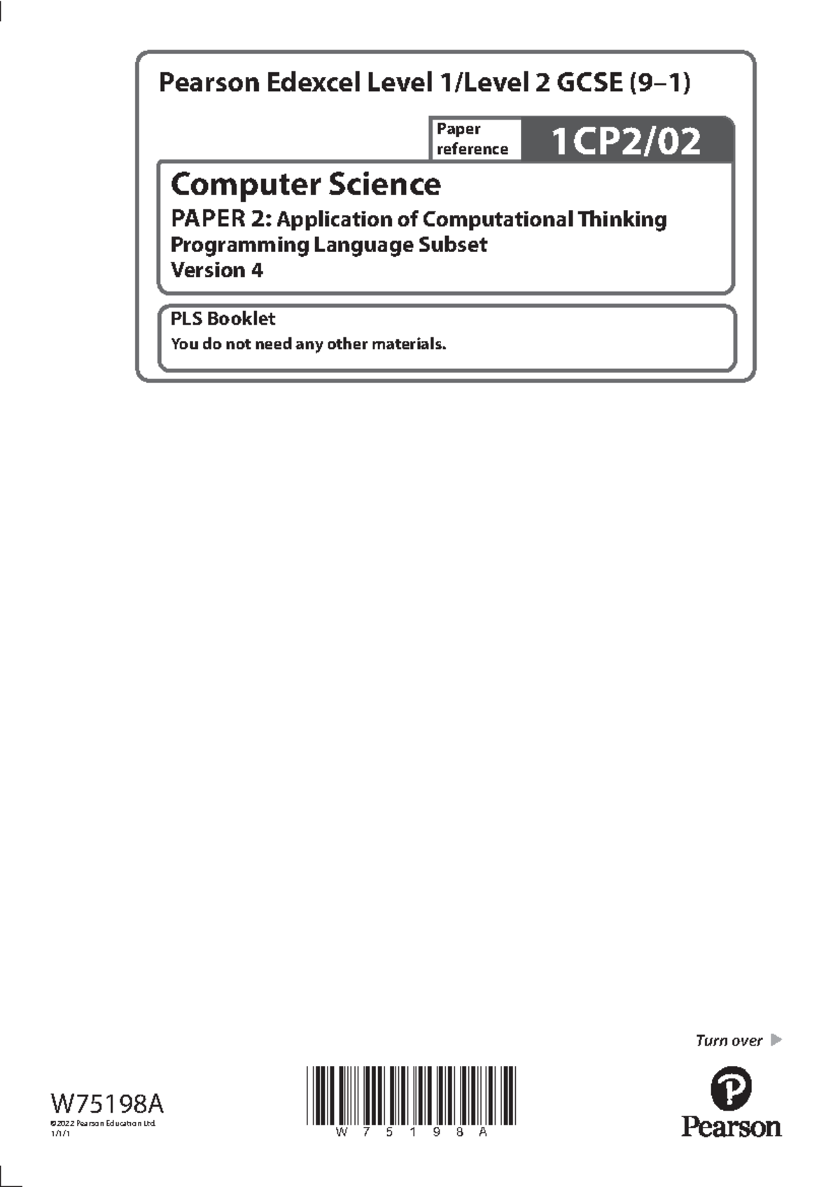 PLS W75198A Paper 2: Computational Thinking & Python Basics Guide - Studocu