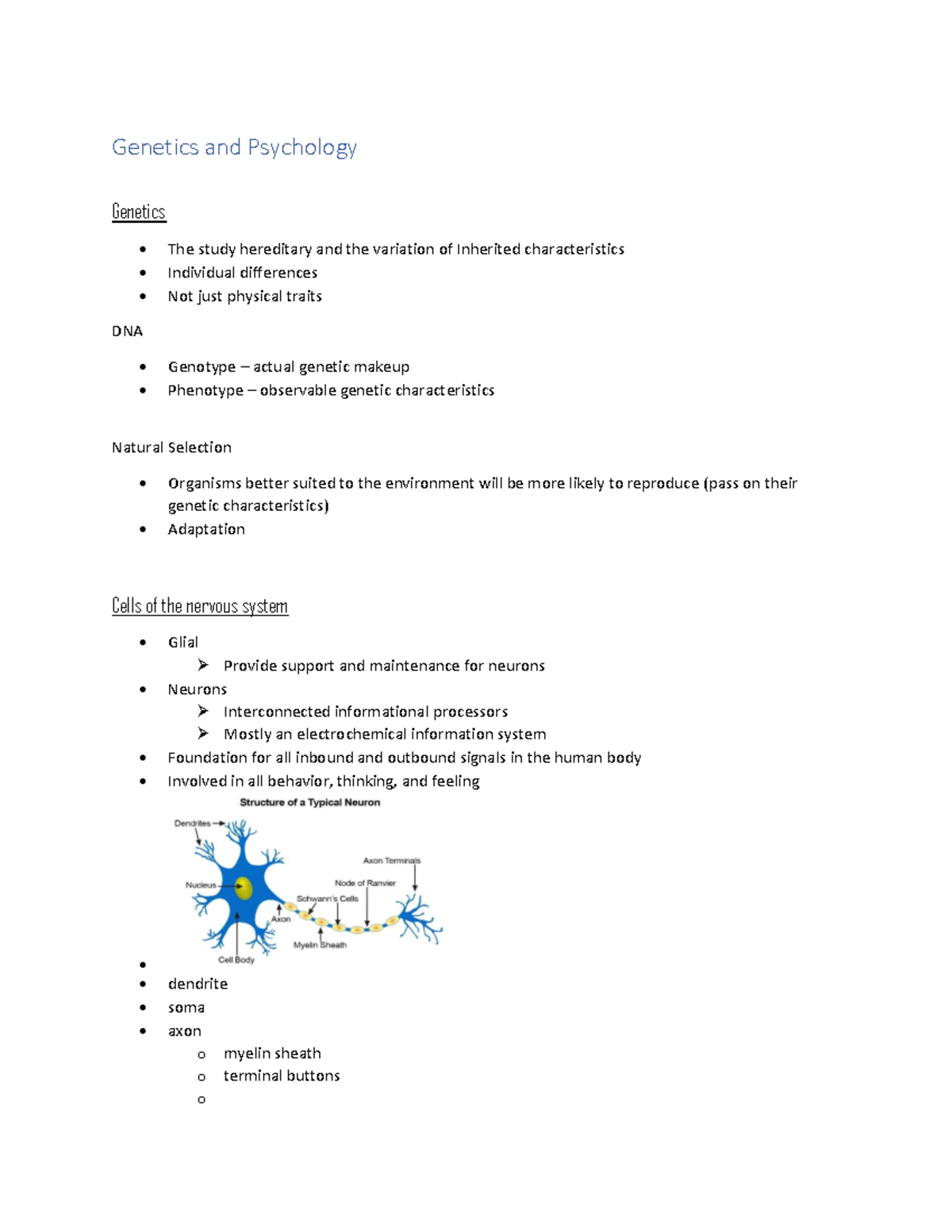 Genetics and Psychology Overview: Key Concepts and Insights - Studocu
