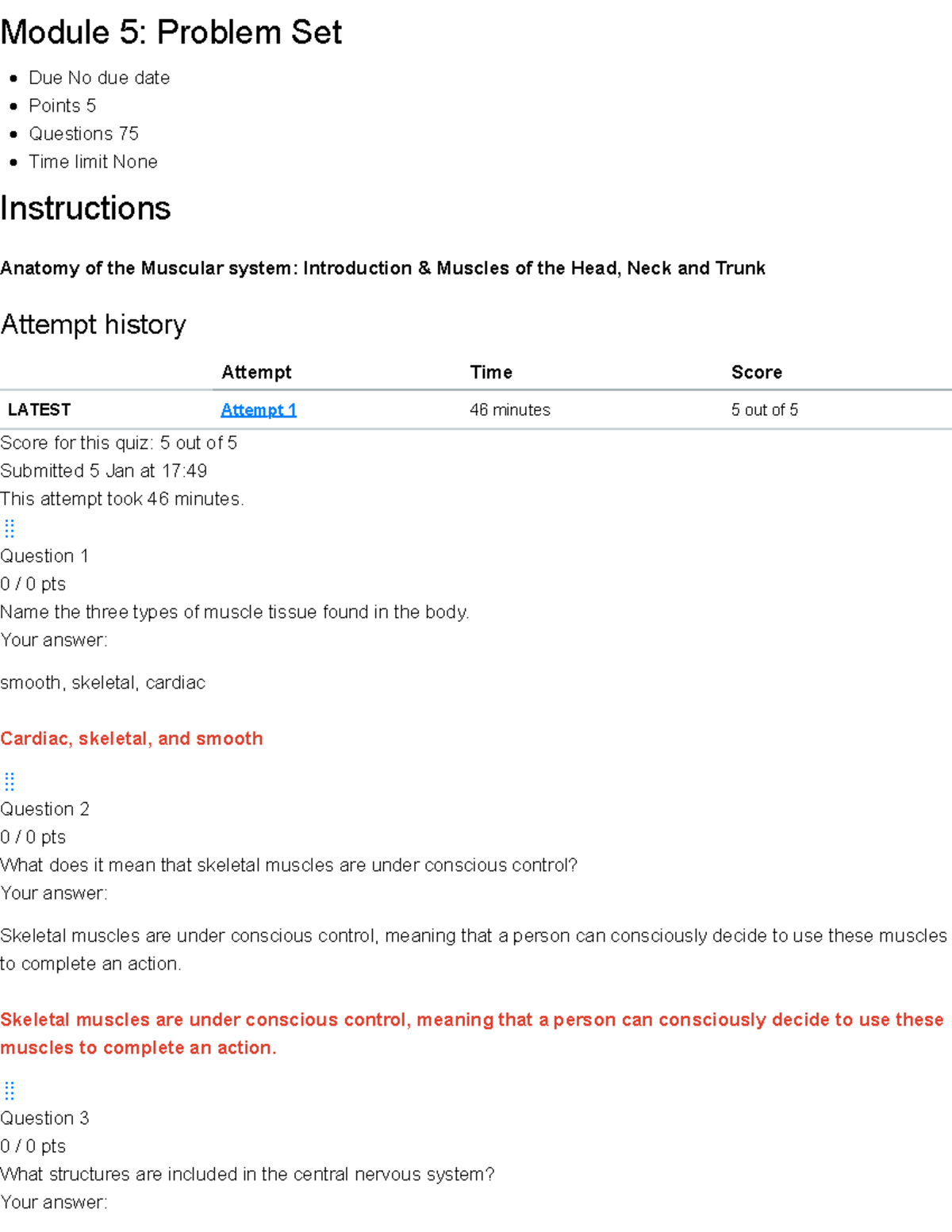 Module 5 Problem Set: Essential Human Anatomy & Physiology I w Lab ...