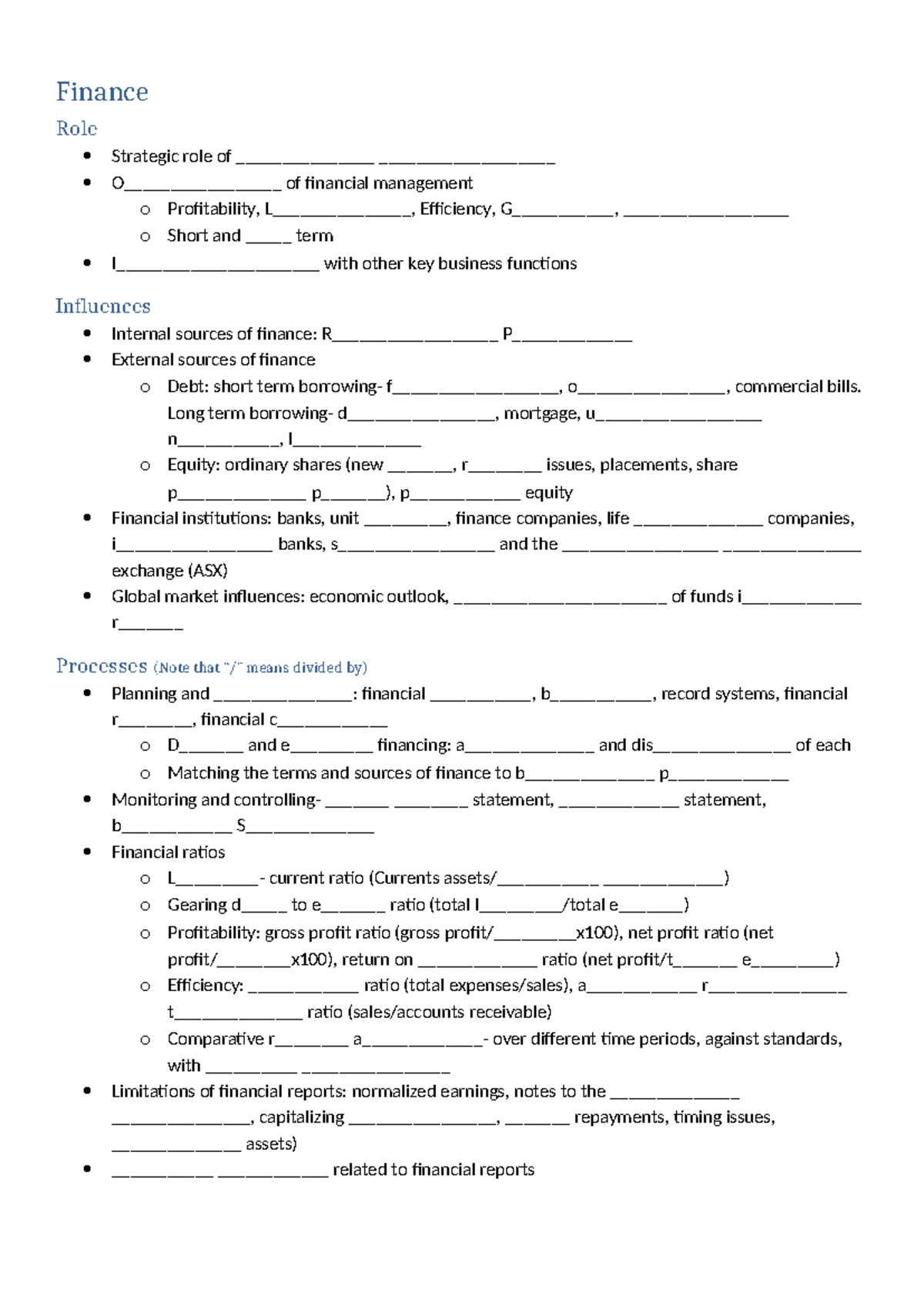 Finance Syllabus: Strategic Role of Financial Management - Studocu