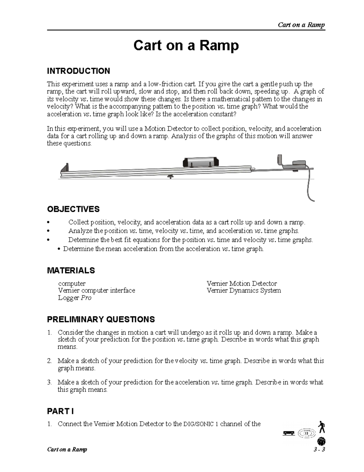03 Cart on a Ramp - lab - Cart on a Ramp Cart on a Ramp INTRODUCTION ...