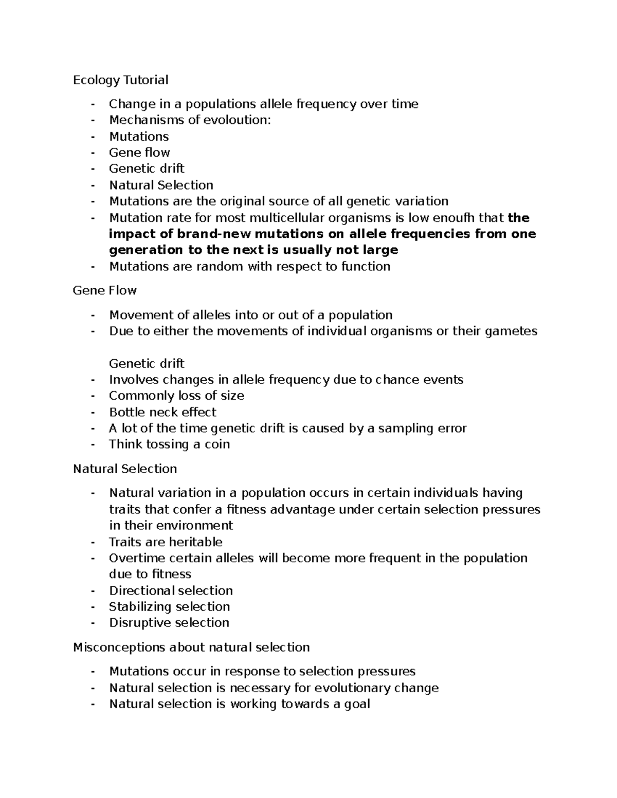 Ecology Tutorial - DDD: Evolutionary Mechanisms & Population Dynamics - Studocu