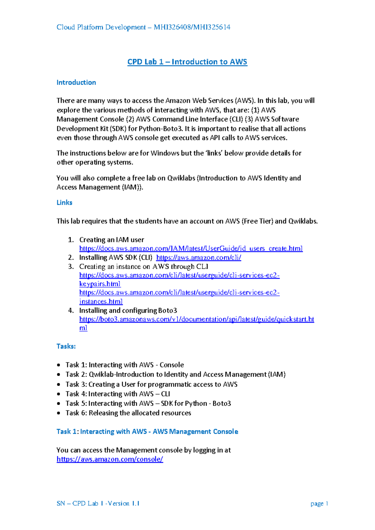 01 CPD lab 1 - Introduction to AWS - CPD Lab 1 – Introduction to AWS ...