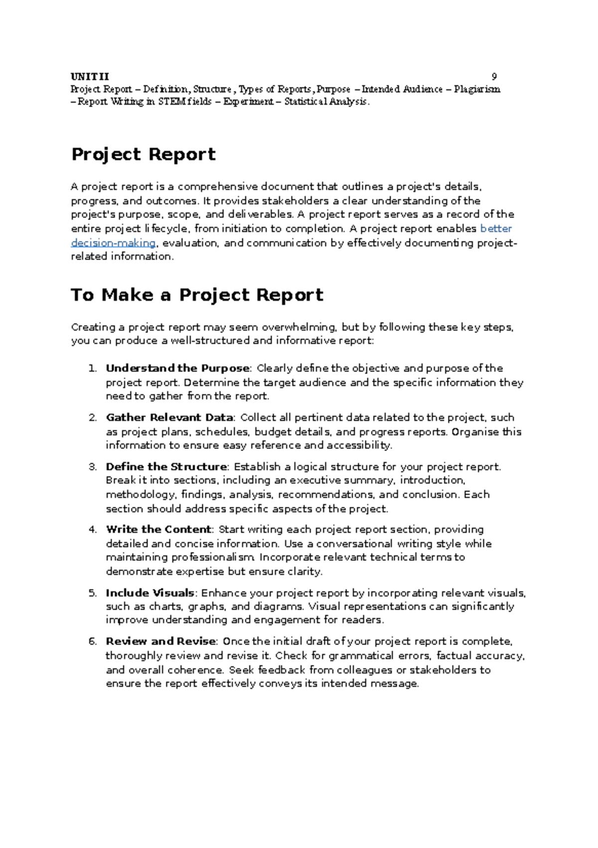 OHS352 Unit 2 Project Report Writing Techniques and Components - Studocu