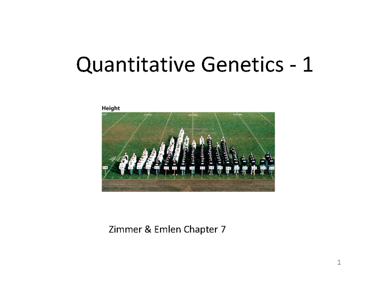 L14 Quan Gen 1 - Genetics Help: Chapter 7 Insights on Plant Populations ...