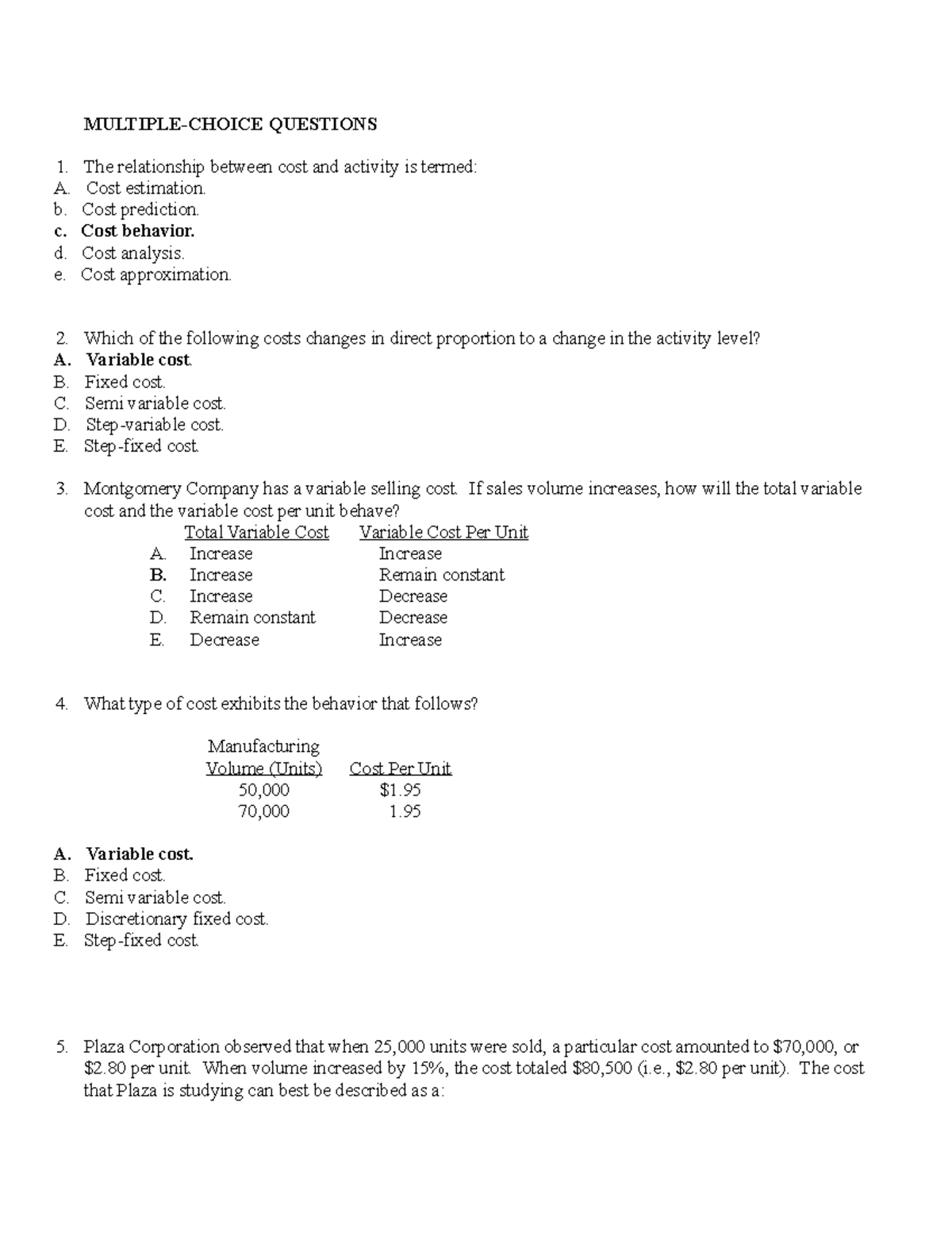 Cost Accounting Midterm Exam Questions and Answers - Studocu