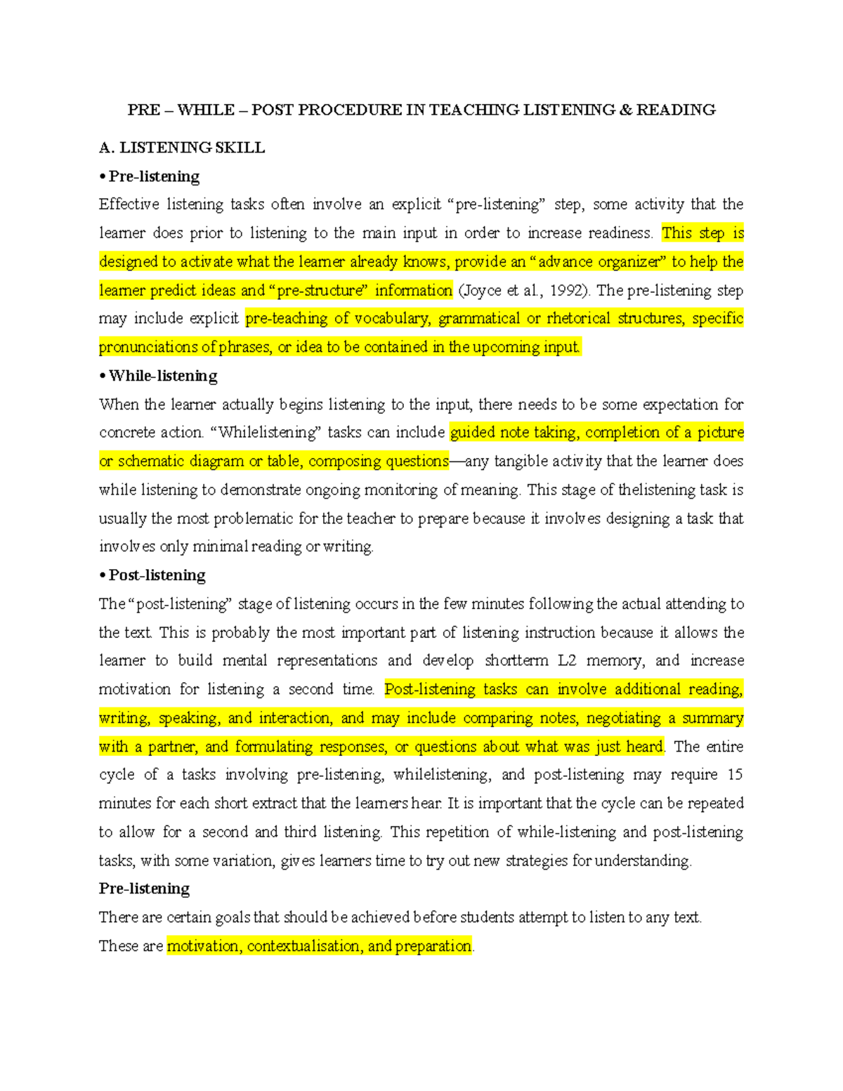 PWP Procedure - Effective Strategies for Teaching Listening & Reading ...