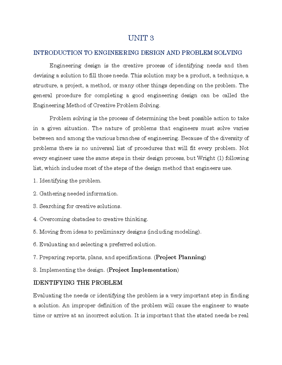 ENGR 101: Unit 3 & 4 - Intro to Engineering Design & Ethics Overview - Studocu