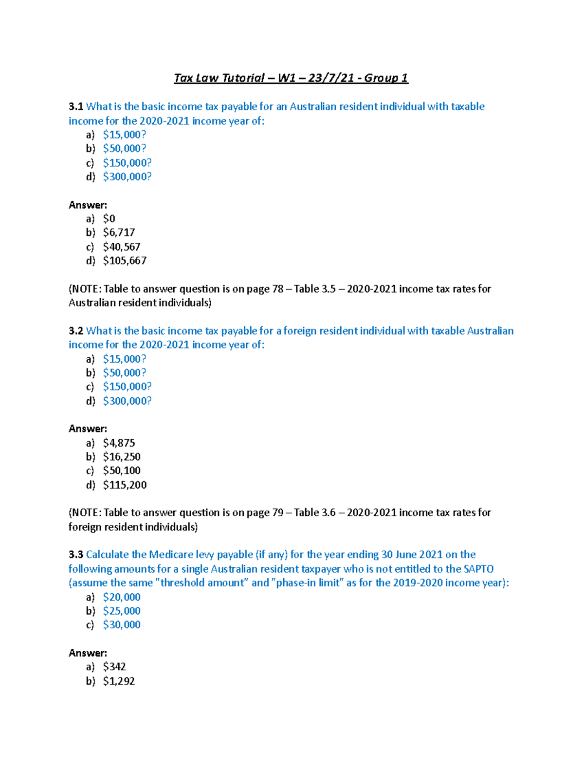 Taxation Law Tutorial - Textbook Questions - Tax Law Tutorial – W1 – 23 ...
