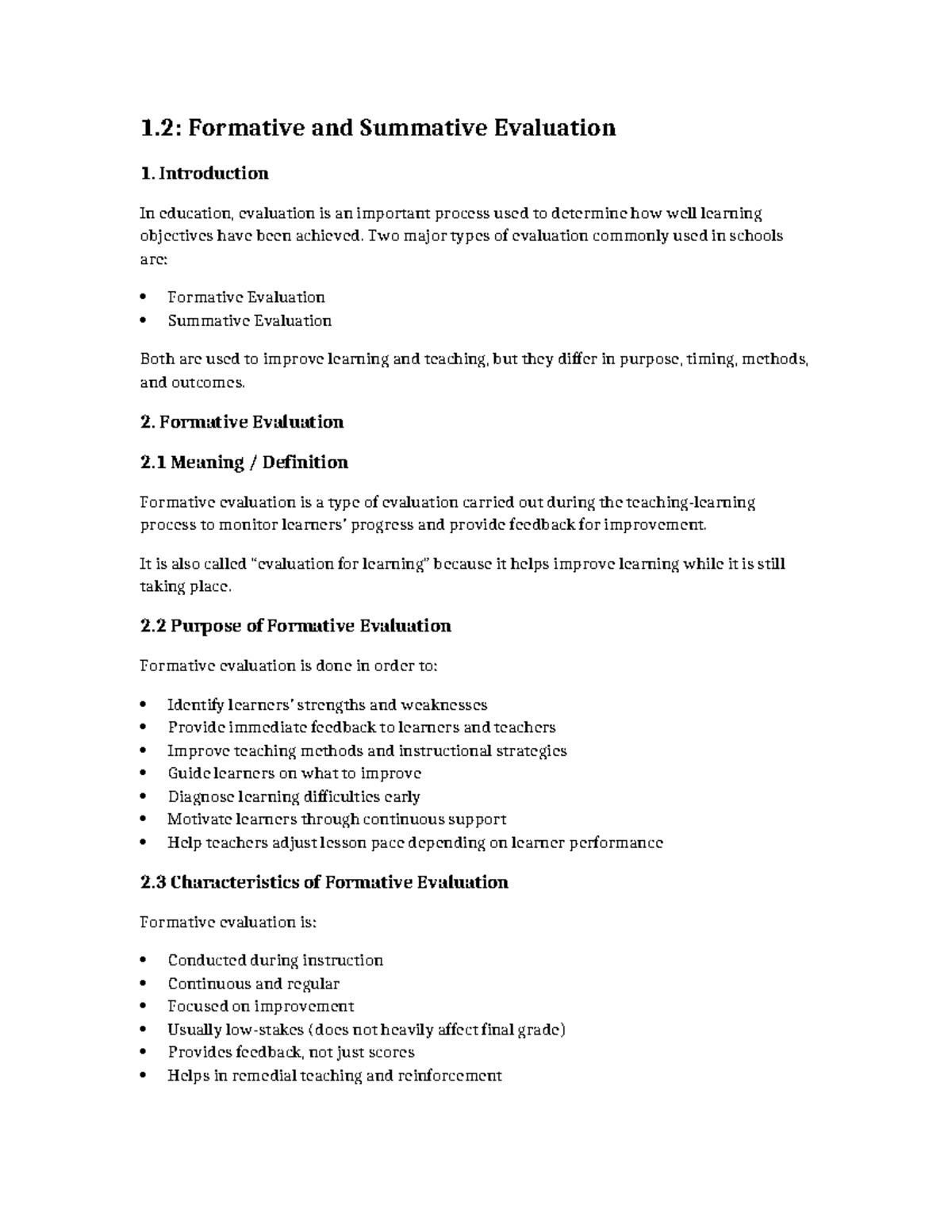 EDU 311 - Formative & Summative Evaluation Overview and Insights - Studocu