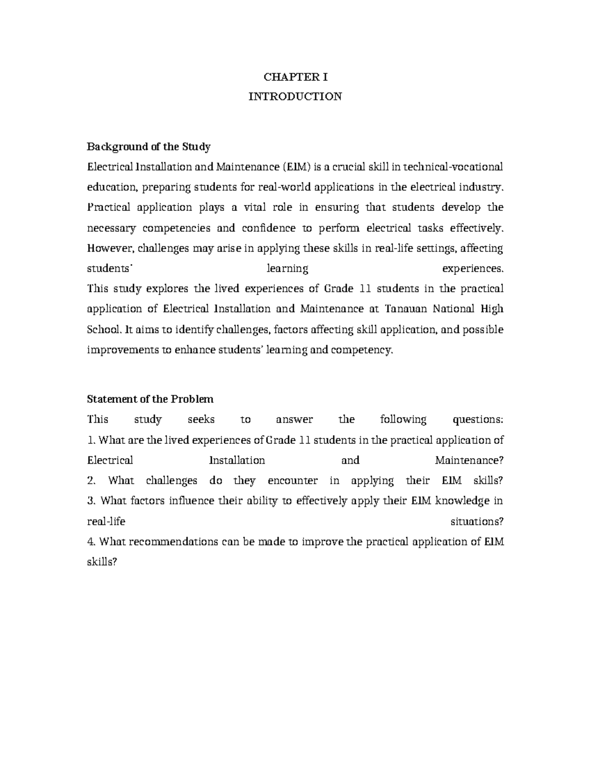 EIM 11: Exploring Grade 11 Students' Practical Challenges in Electrical ...