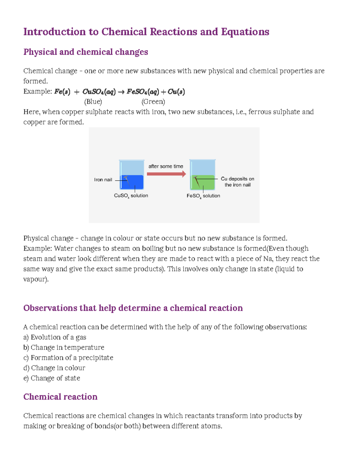 Chemical Reactions and Equations: An Introductory Guide - Studocu