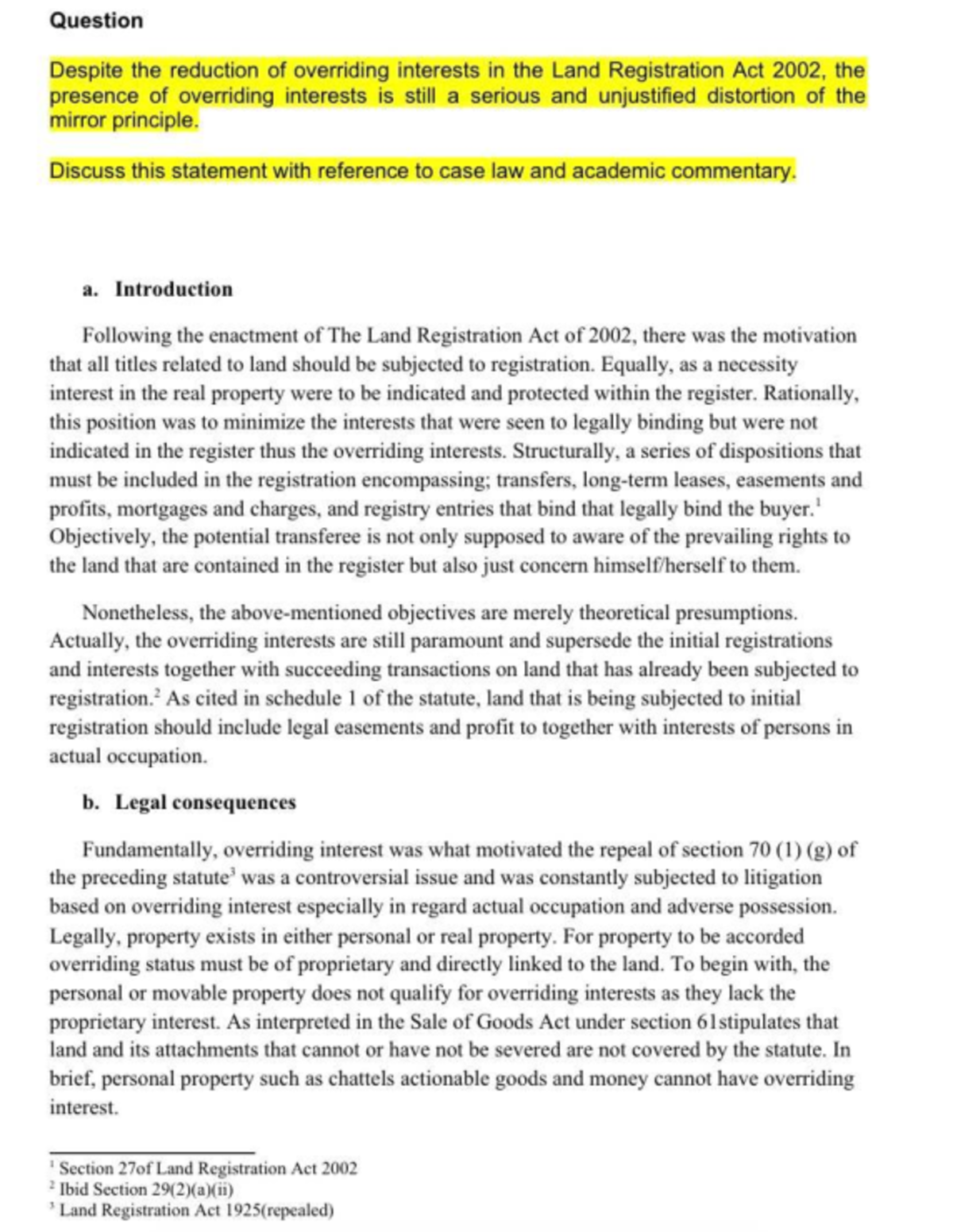 Overriding Interests in Land Law: Analyzing the LRA 2002 Implications ...