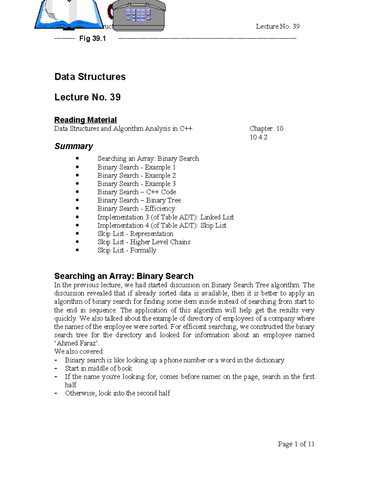 CS301 Data Structures Lecture 39: Binary Search and Skip Lists - Studocu