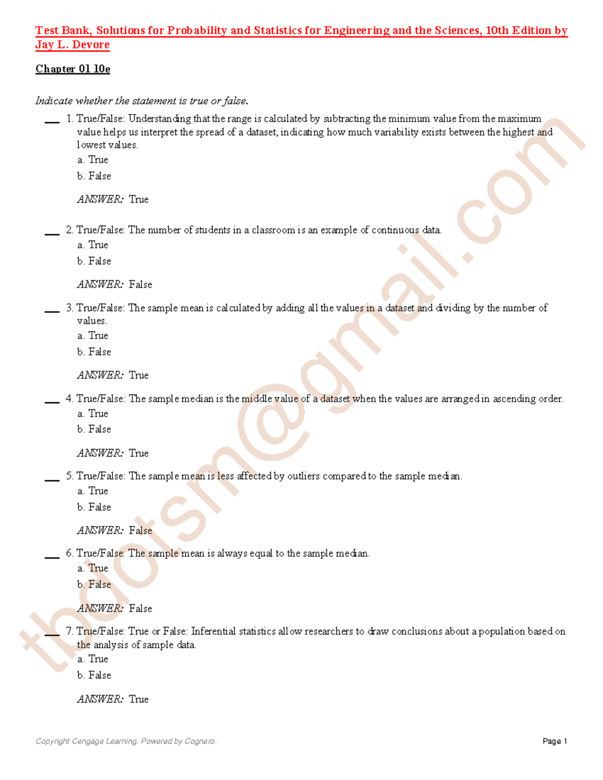 Probability and Statistics for Engineering and the Sciences 10e ...