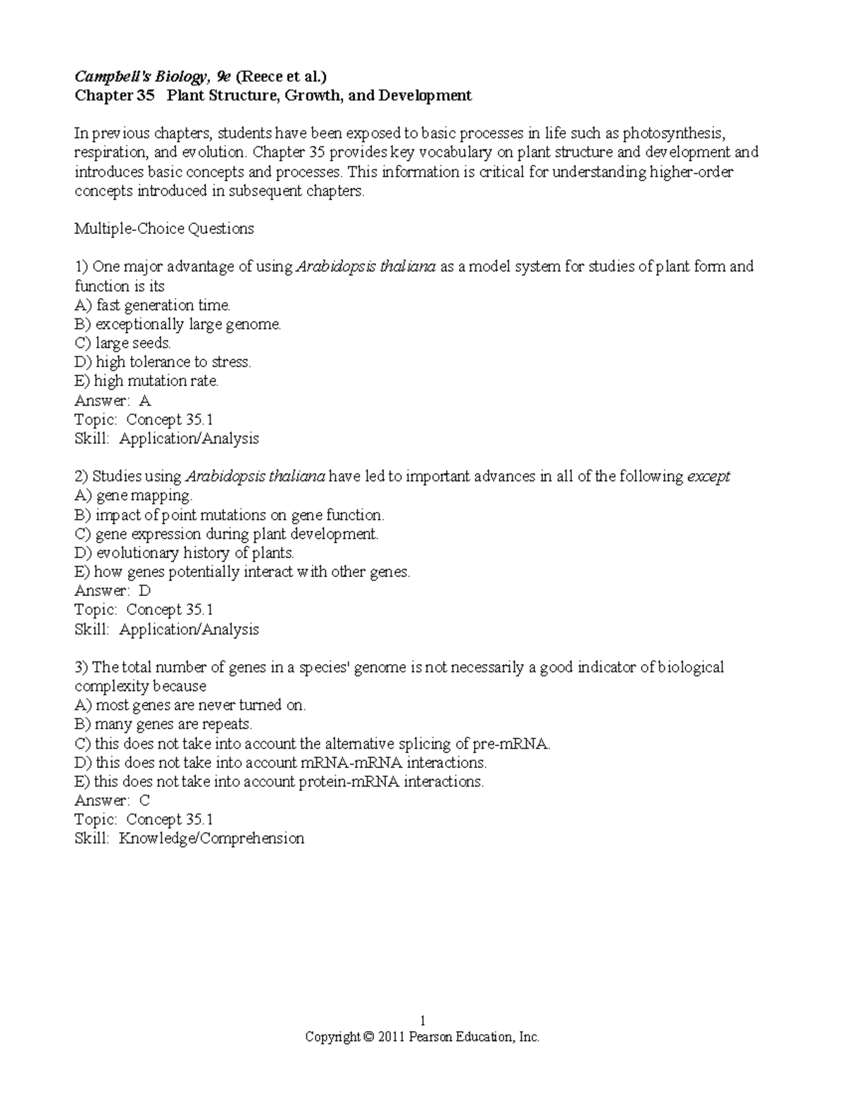 campbell biology chapter 35 - Campbell's Biology, 9e (Reece et al ...