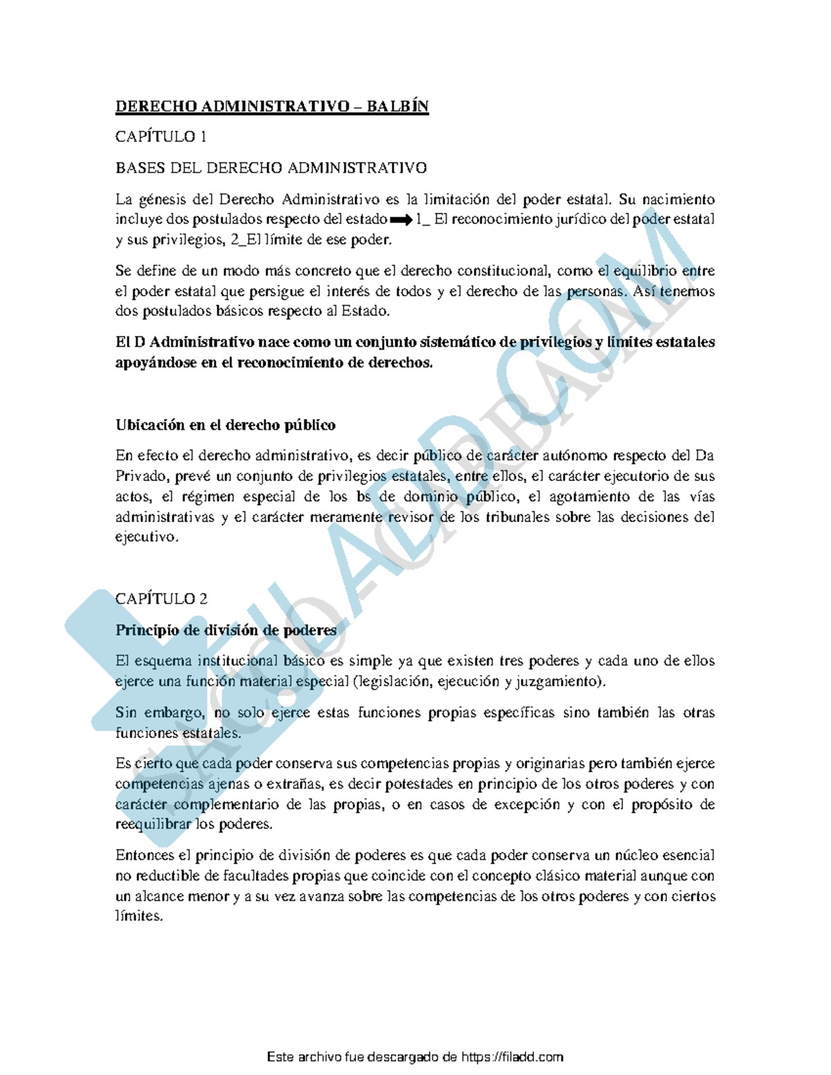 DERECHO ADMINISTRATIVO BALBÍN: RESUMEN CAPÍTULOS 1 A 5 - Studocu