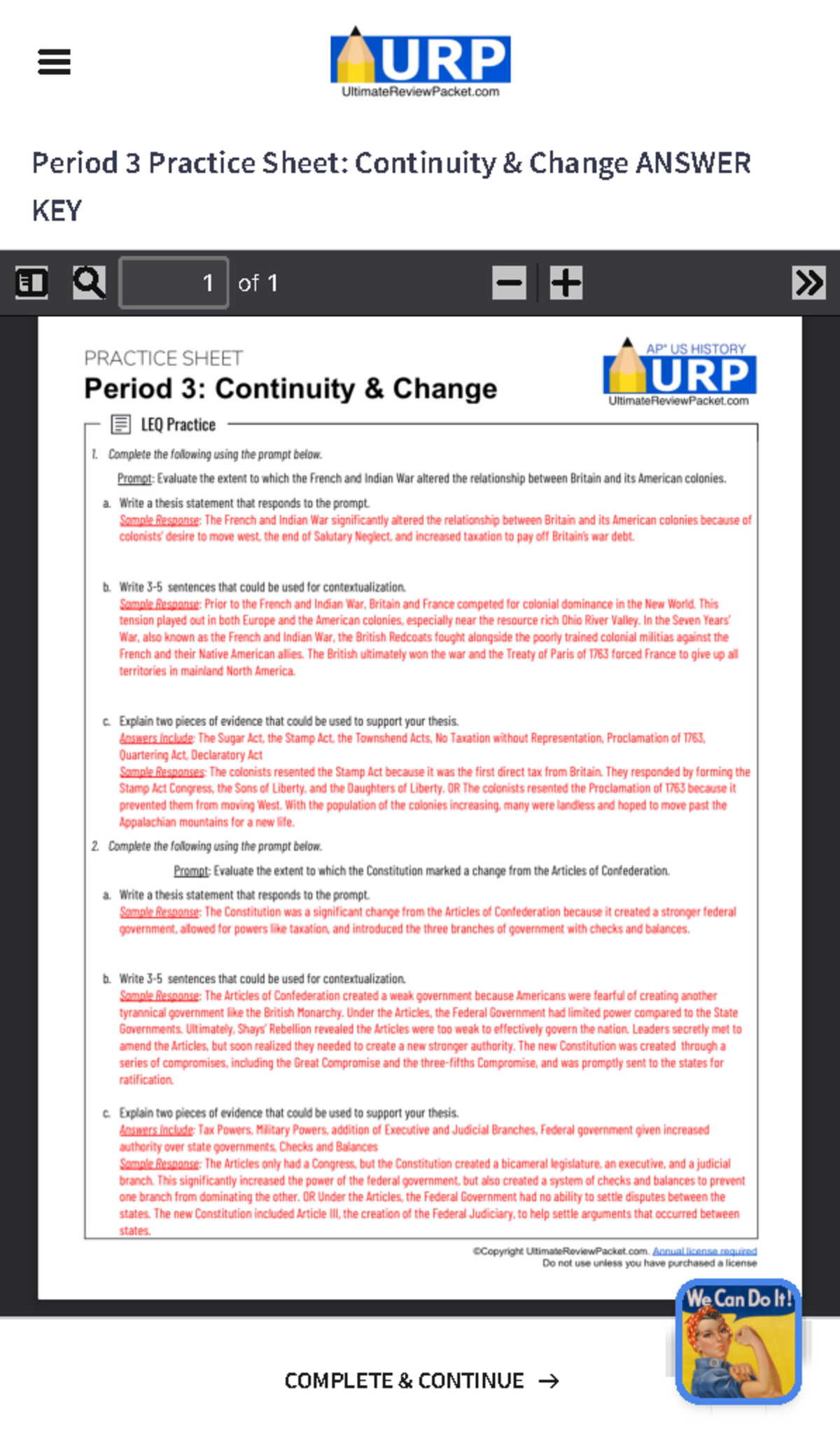 AP® US History Period 3 Continuity & Change Practice Sheet - Studocu