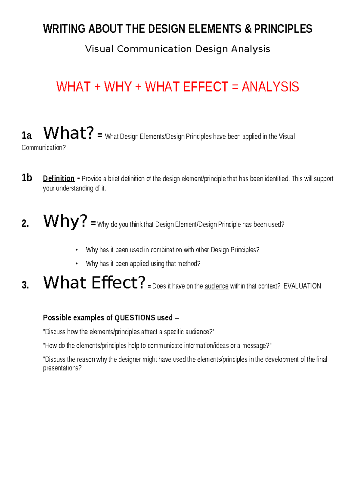 Design Elements & Principles Analysis for Visual Communication (2025-27) - Studocu