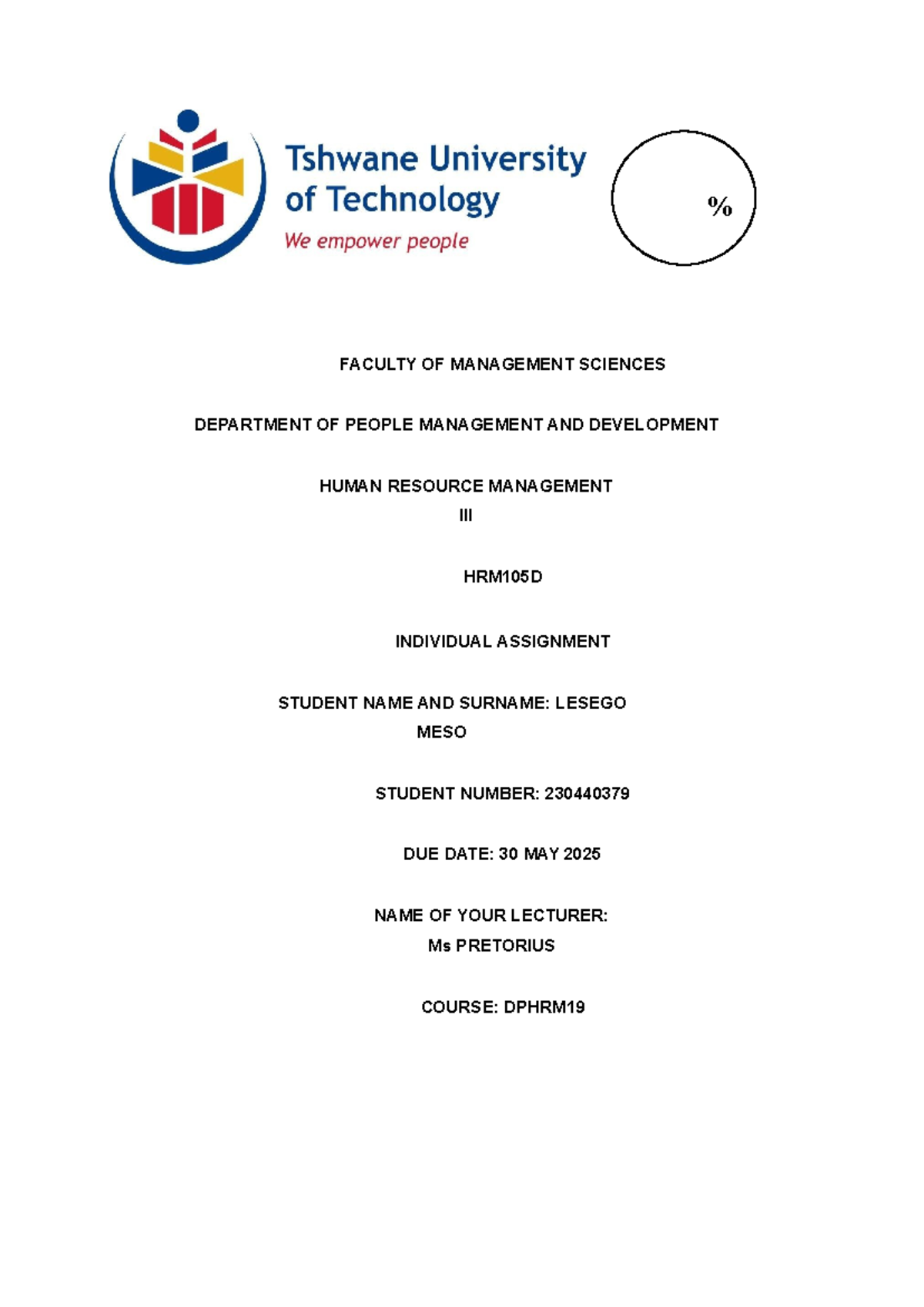 HRM105D Individual Assignment: CSR & Labour Relations in SA - Studocu