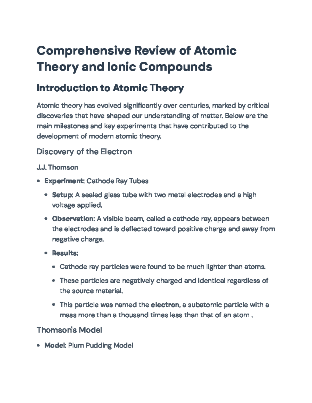 Comprehensive Review of Atomic Theory and Ionic Compounds with ...