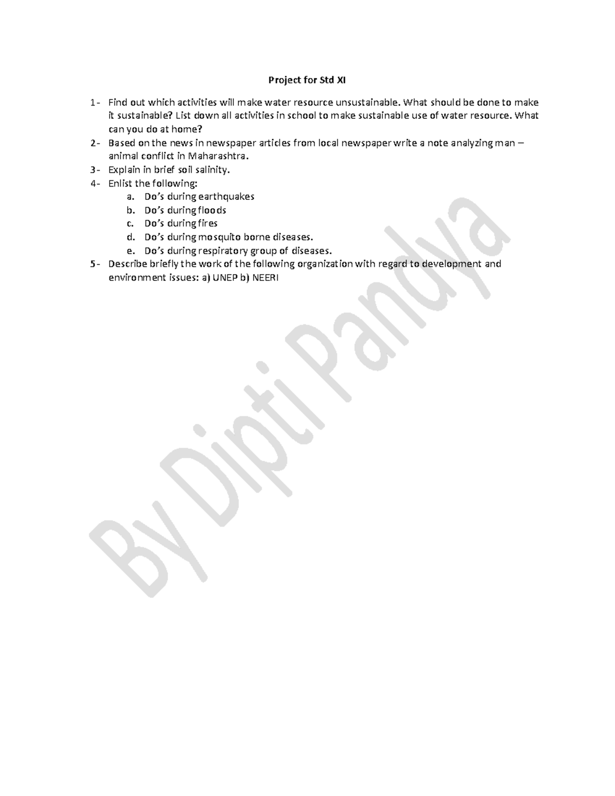 Project For Std Xi Evs Project For Std Xi 1 Find Out Which