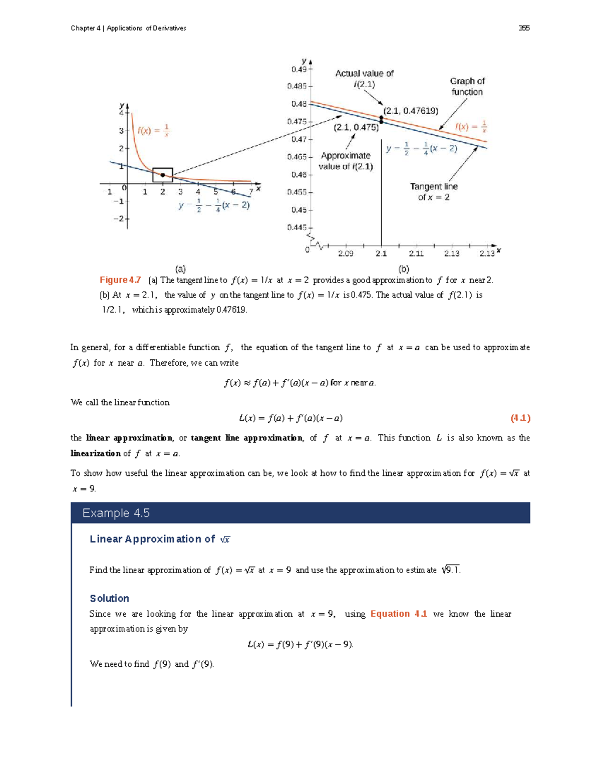 Chapter 4: Applications of Derivatives - Linear Approximations in ...