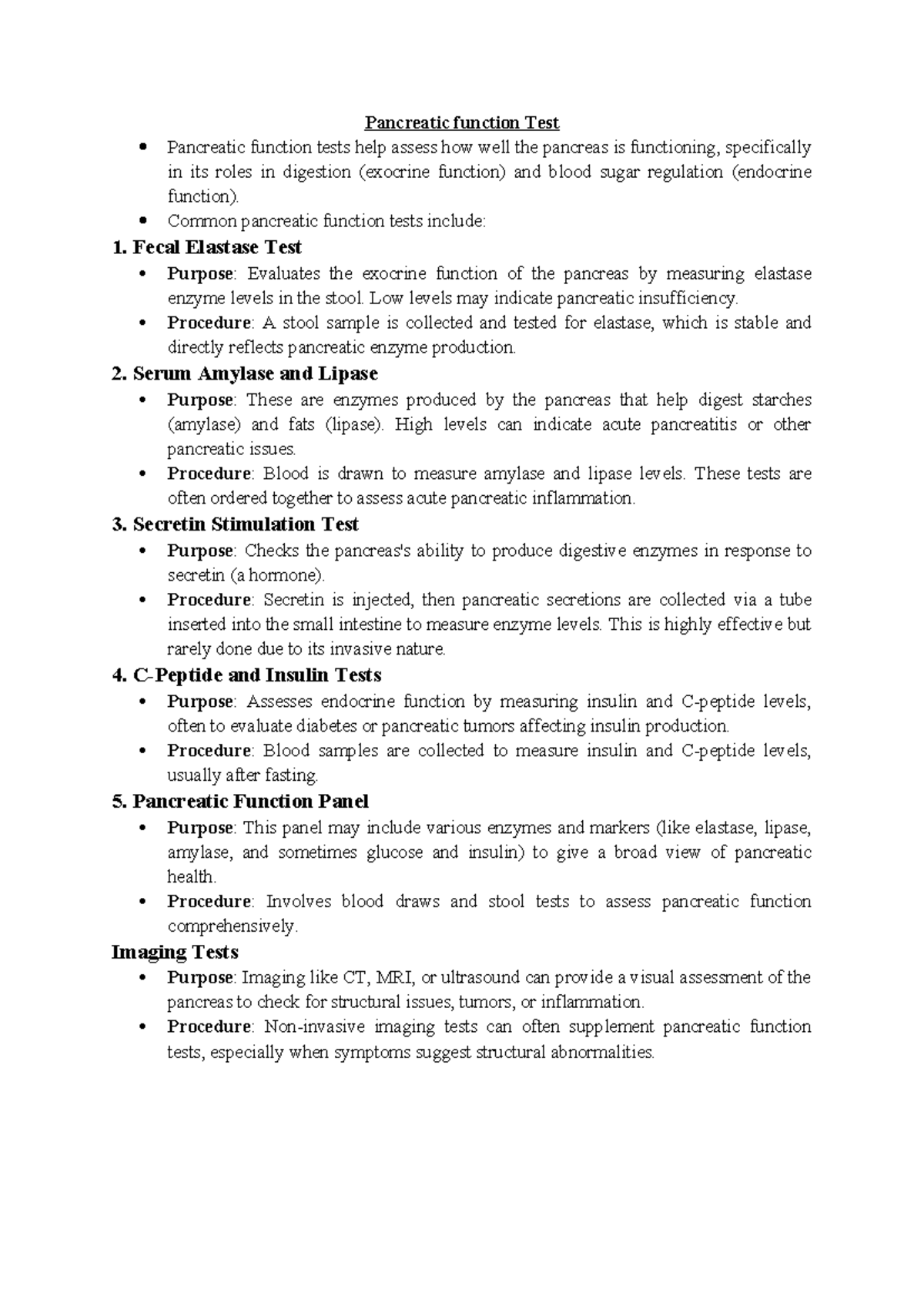Pancreatic and Hepatic Function Tests: A Comprehensive Overview (BCB ...