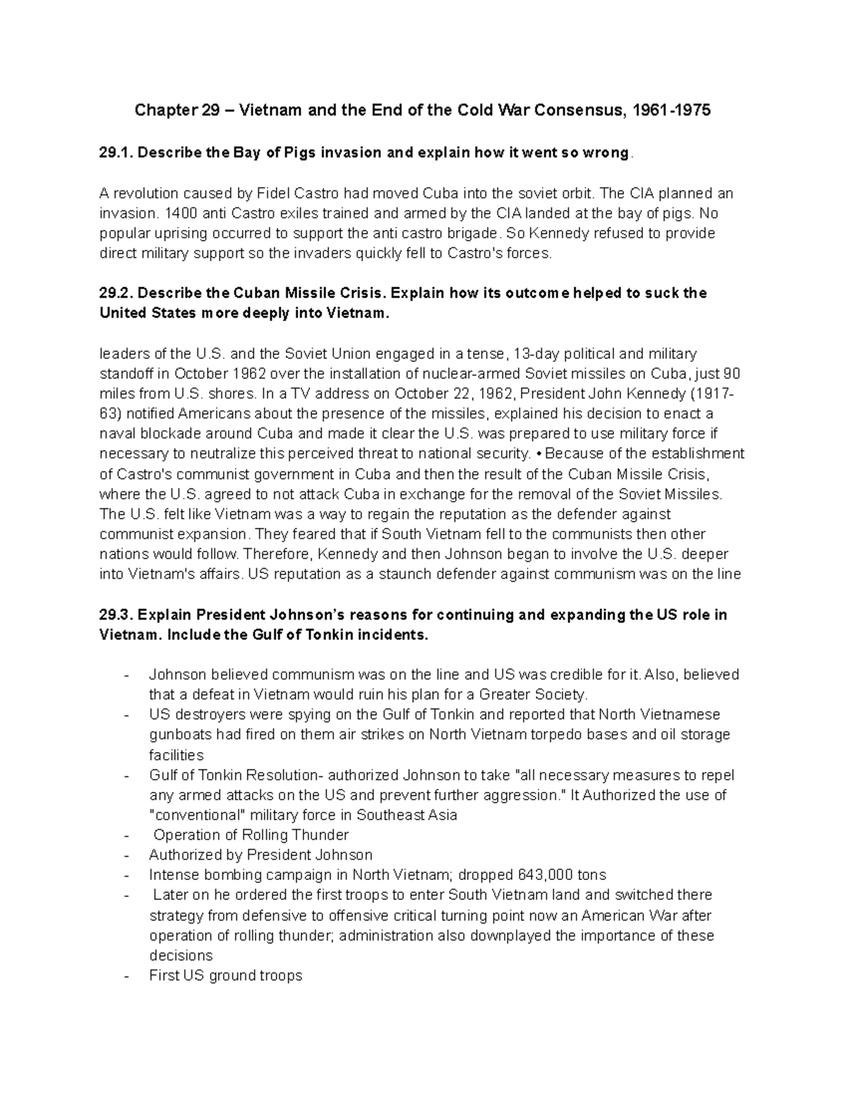 CH 29: Learning Objectives - Chapter 29 – Vietnam and the End of the ...