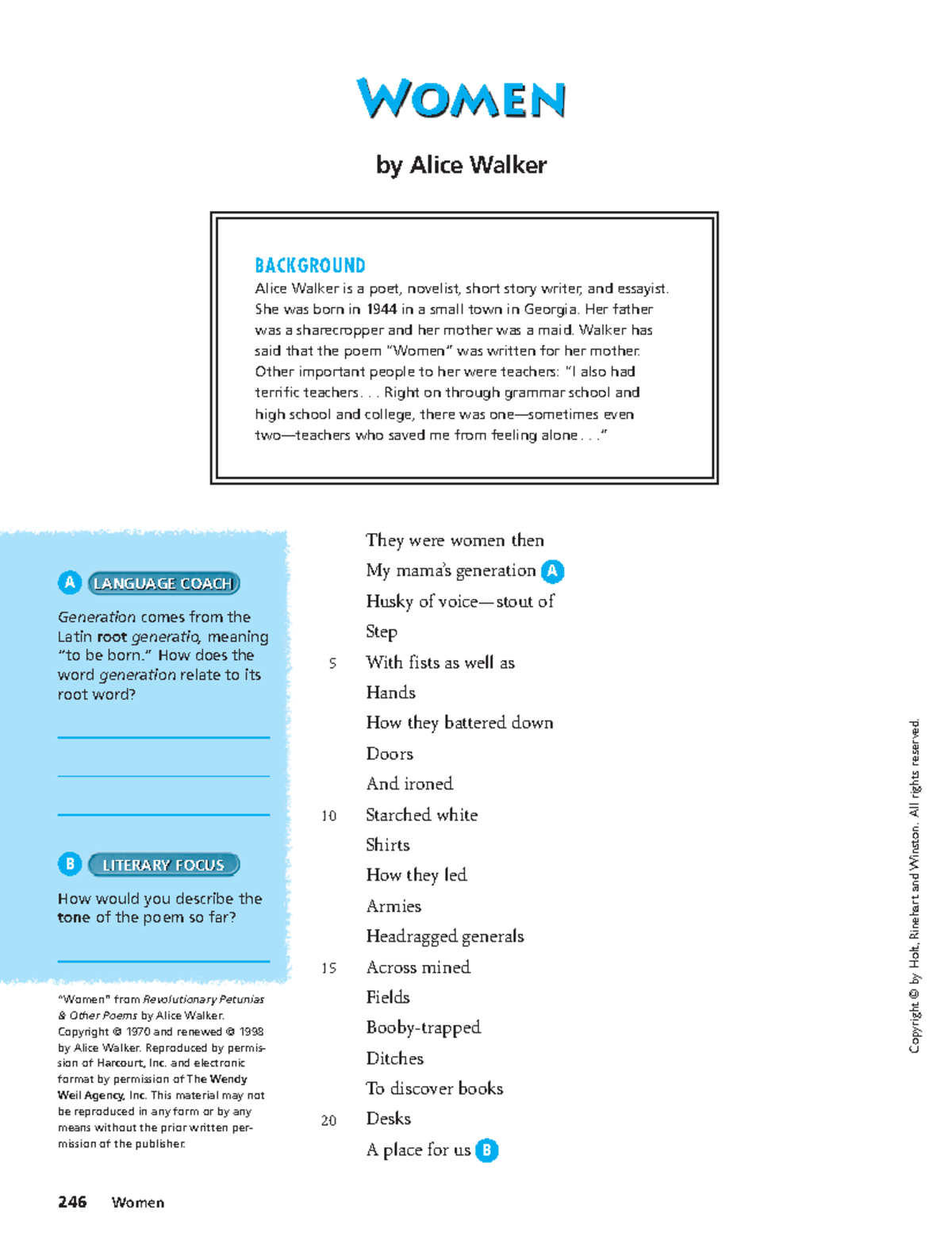 Alice Walker's Poem "Women": Analyzing Tone & Poetic Effects - Studocu