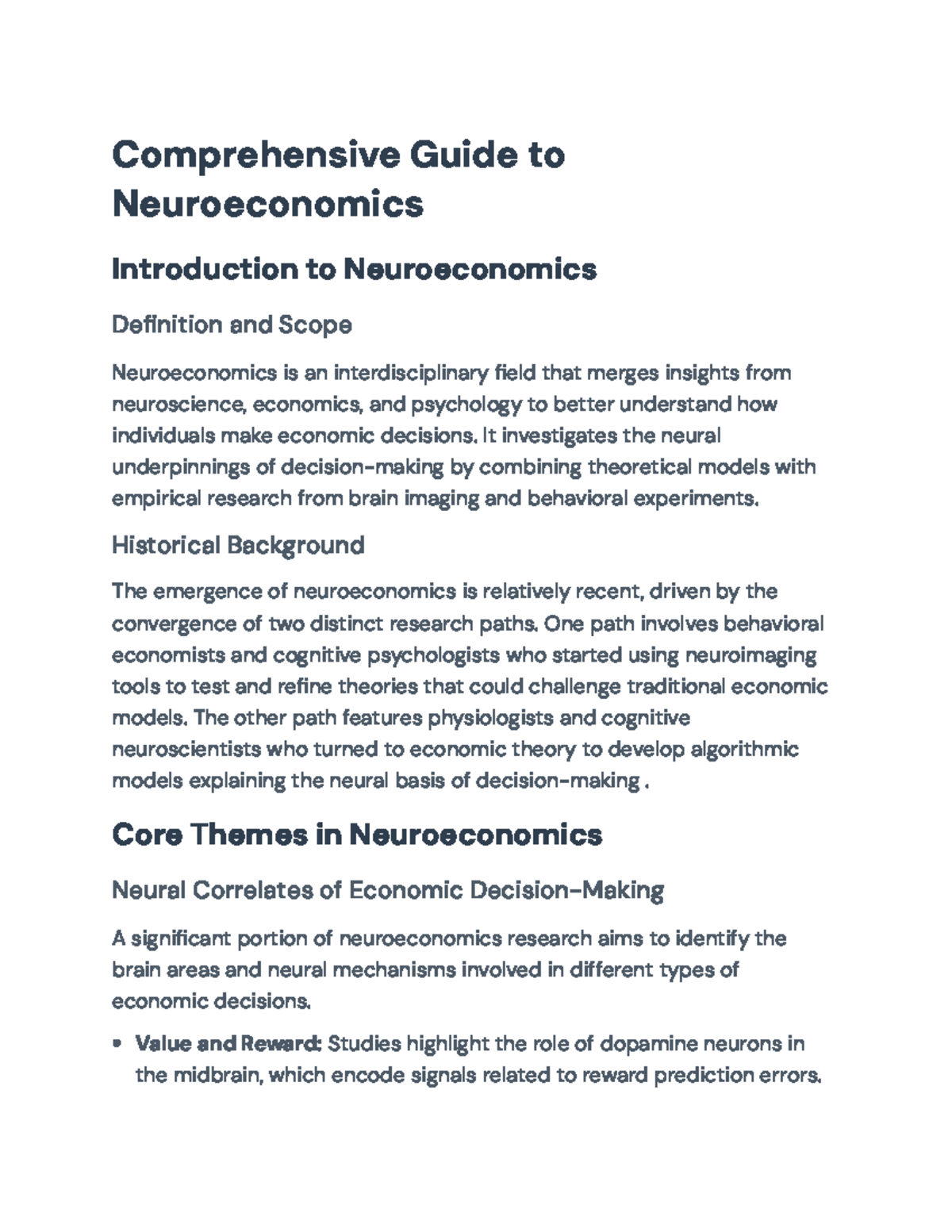 Neuroeconomics: Interdisciplinary Insights on Decision-Making Processes ...